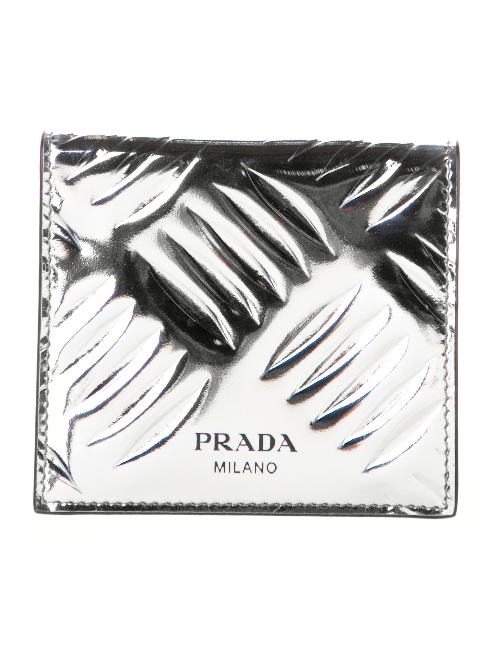 Prada Spazzolato Leather Compact Wallet - Metallic Wallets, Accessories ...