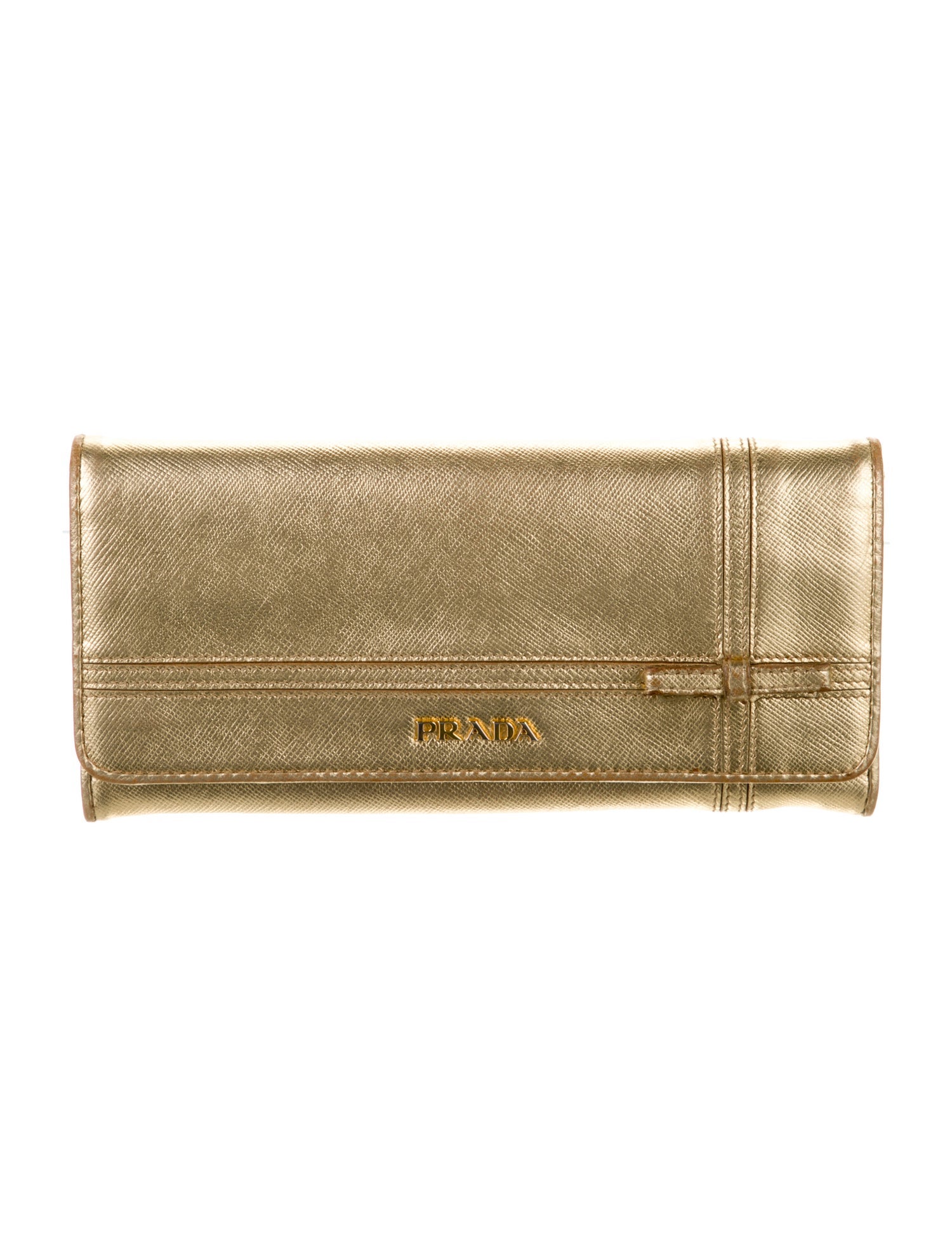 Prada Leather Continental Wallet - Gold Wallets, Accessories ...