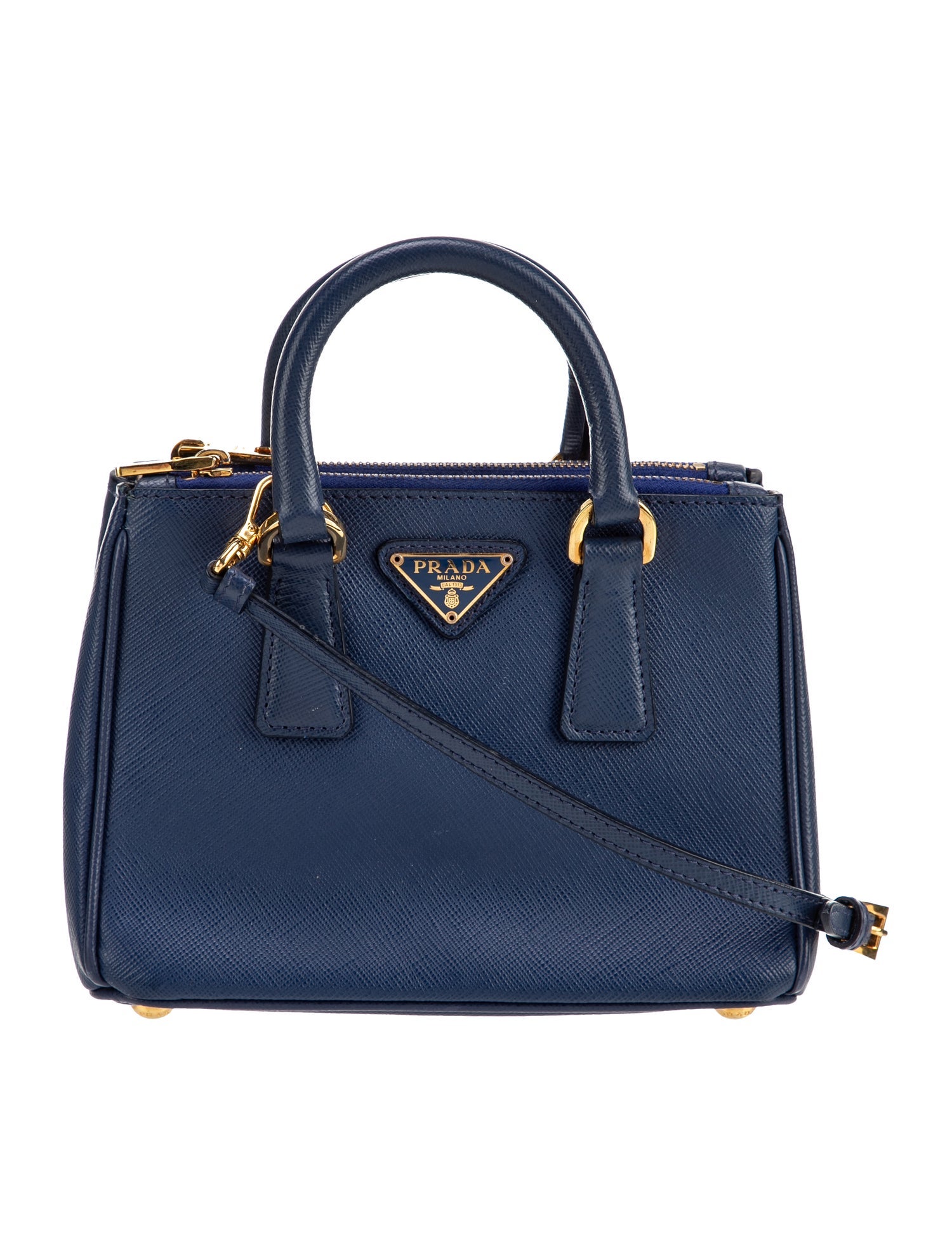 Prada Mini Saffiano Lux Galleria Tote w/ Strap - Blue Totes, Handbags ...