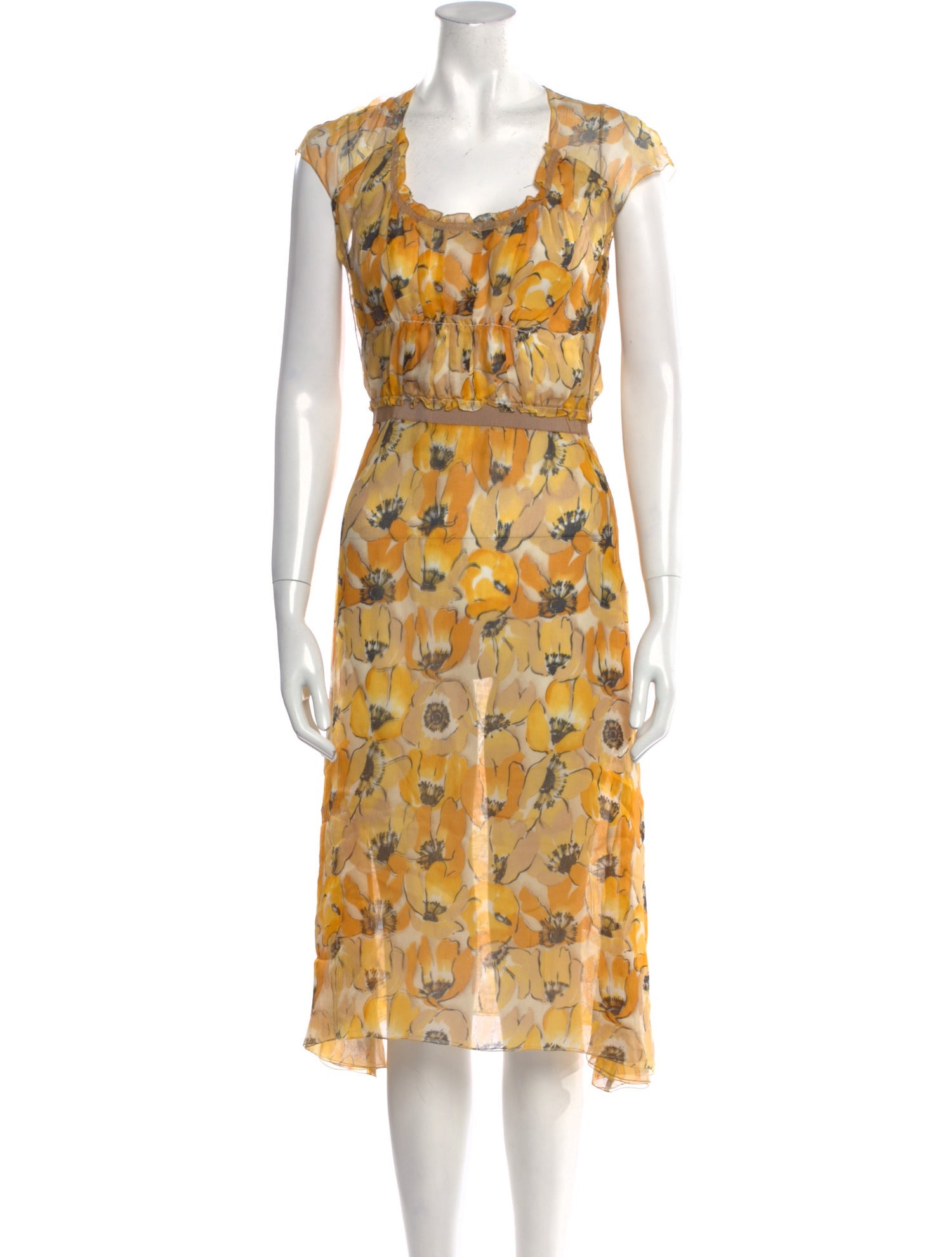 Prada Printed Knee-Length Dress - Neutrals Dresses, Clothing ...