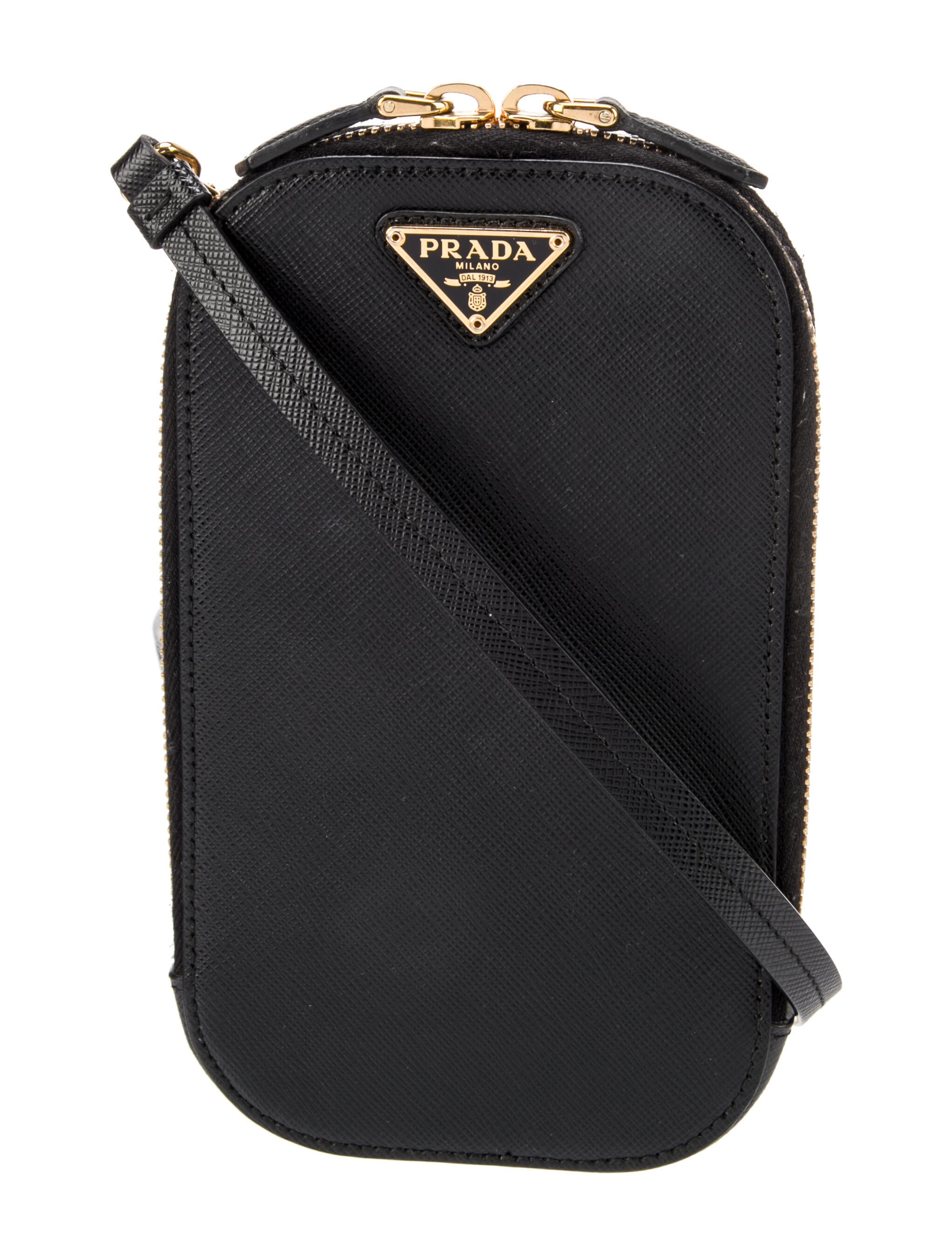 Prada Saffiano Lux Phone Pouch - Black Crossbody Bags, Handbags ...