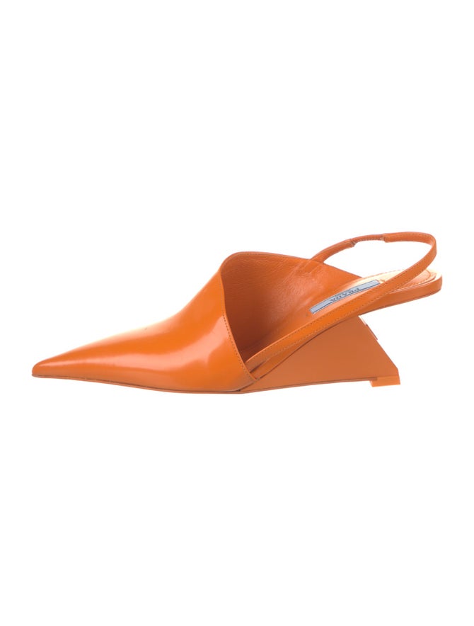 Prada Leather Slingback Pumps - Orange Pumps, Shoes - PRA938510 | The ...