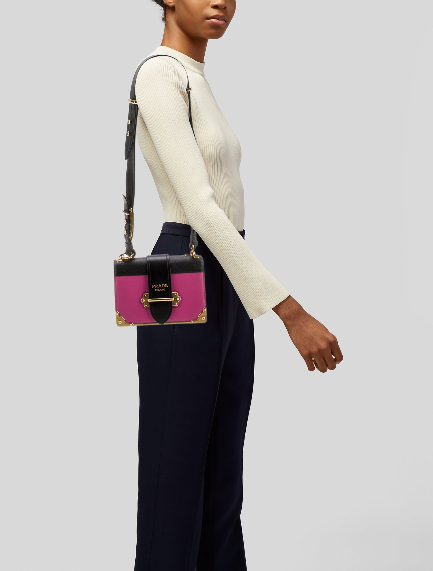 Prada Saffiano-Trimmed City Calf Cahier Crossbody Bag - Black Crossbody Bags, Handbags ...