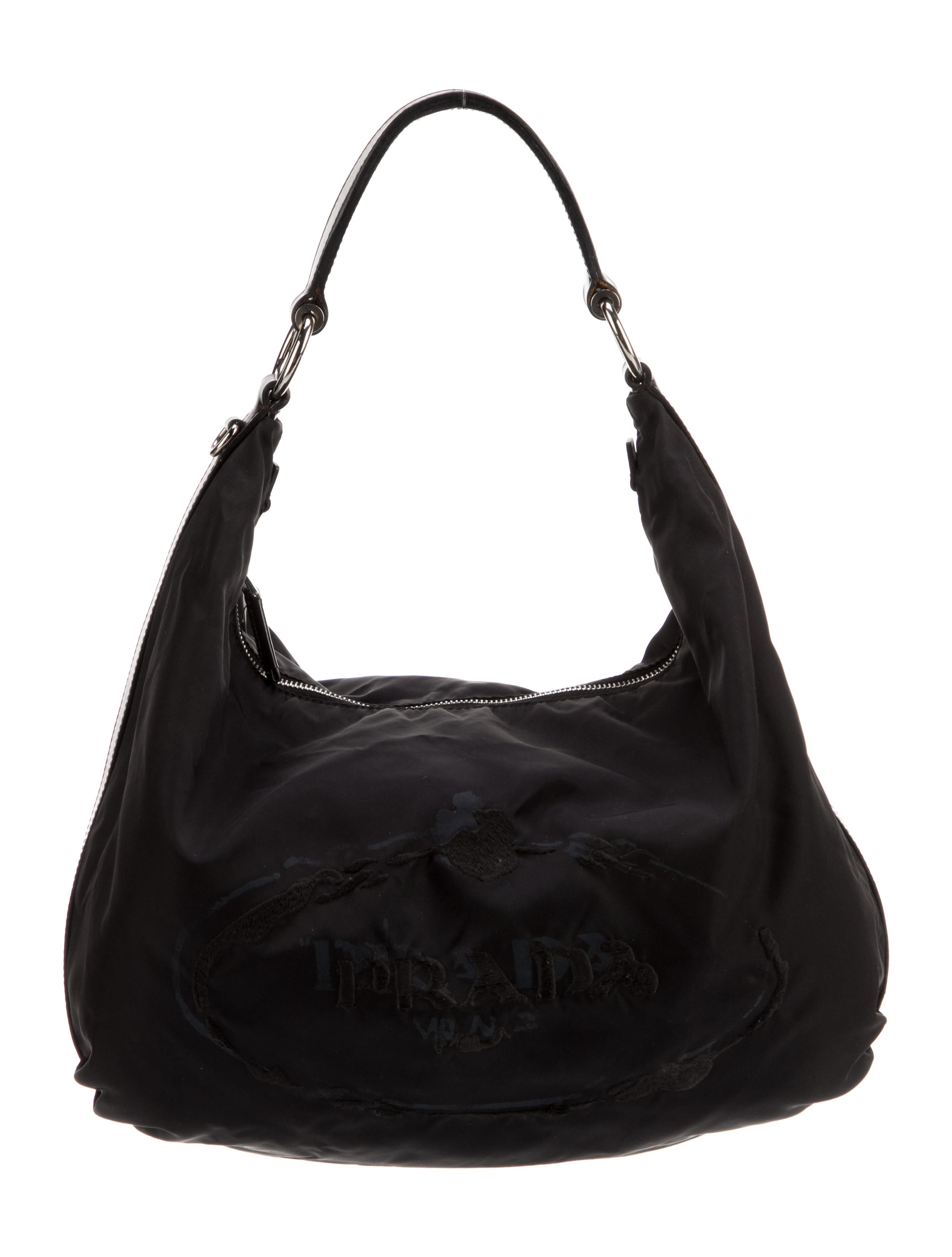 Prada City Calf-Trimmed Tessuto Logo Hobo - Black Hobos, Handbags ...