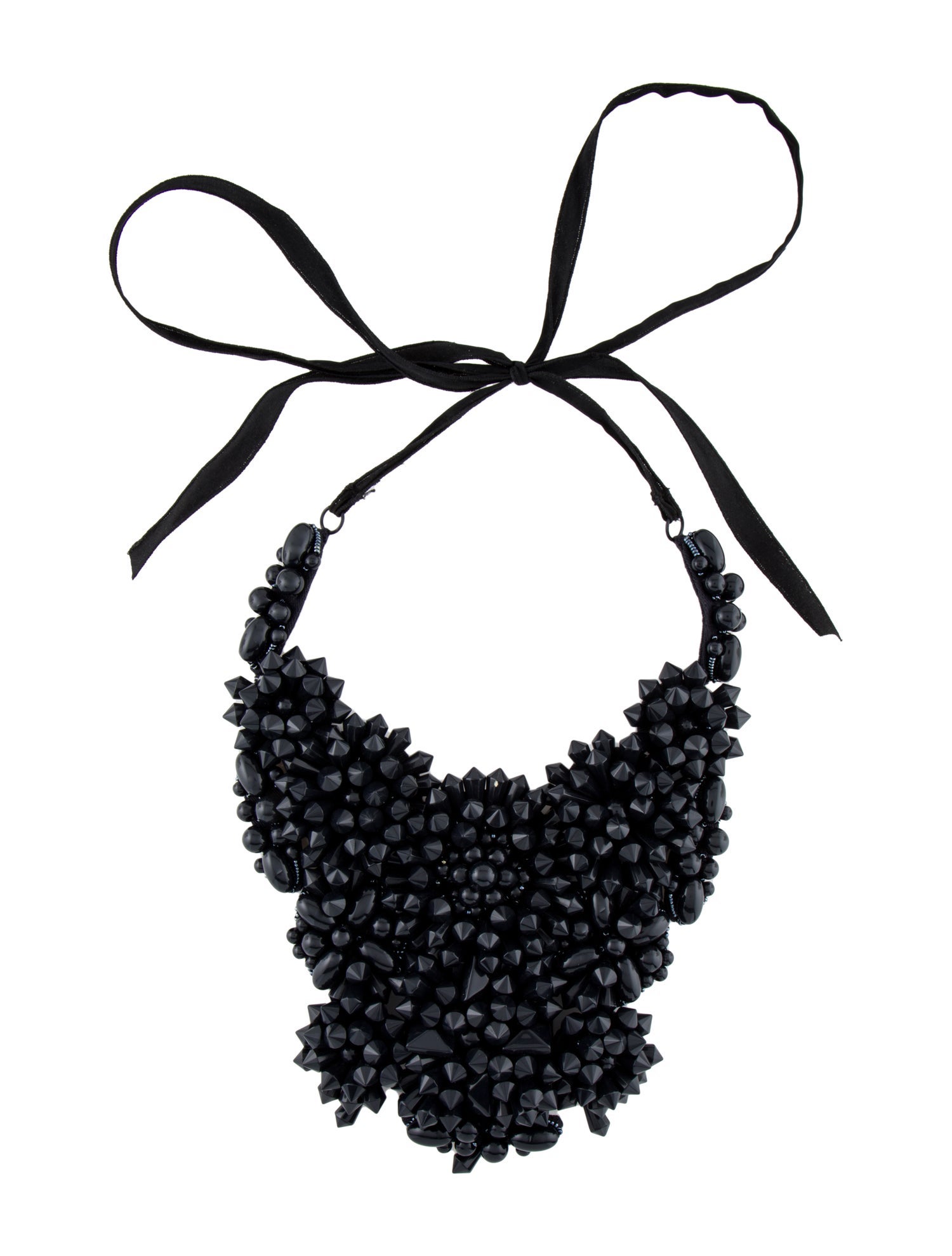 Prada Resin Bead & Fabric Bib Necklace - Black Collar, Necklaces ...