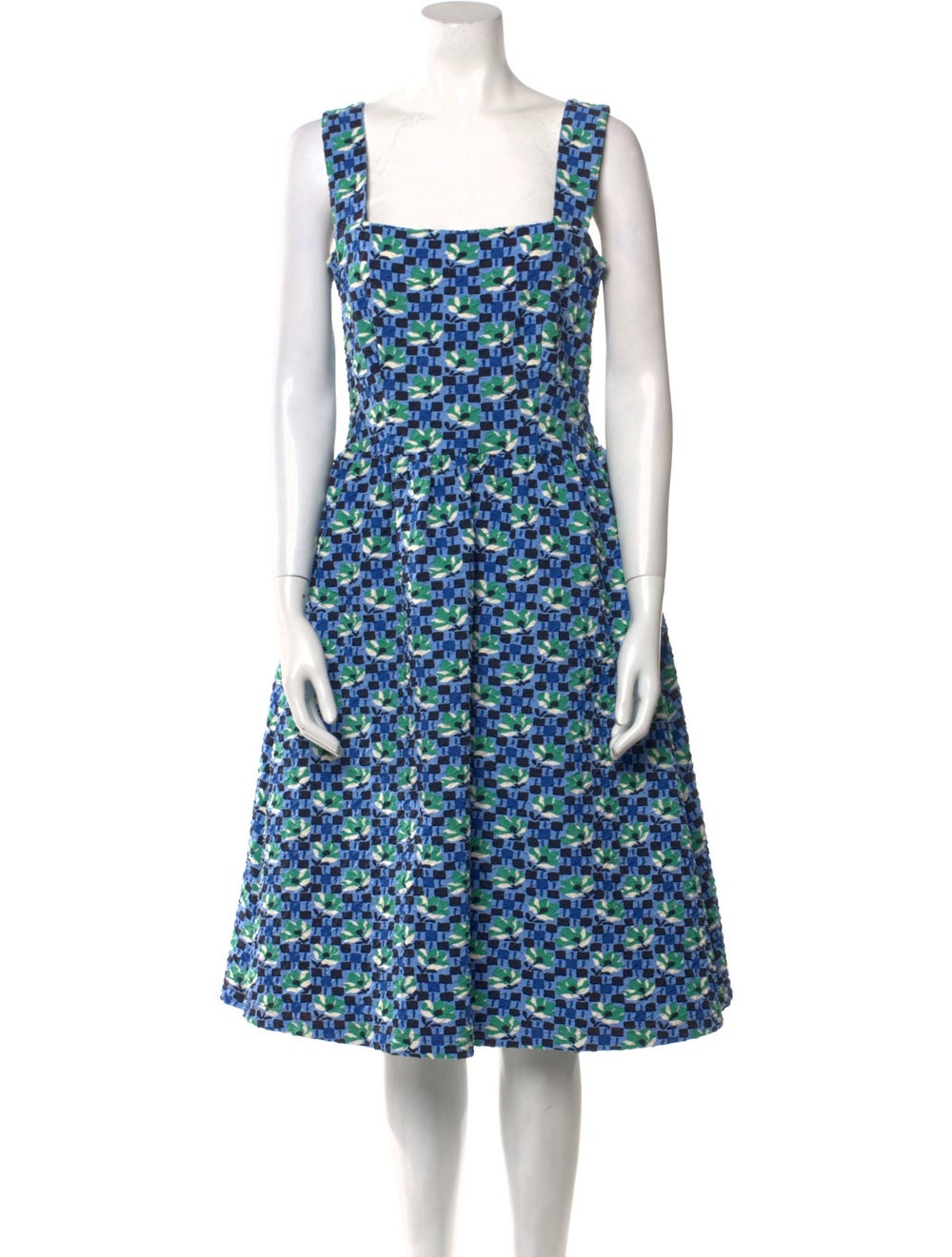 Prada Floral Print Midi Length Dress - Gem