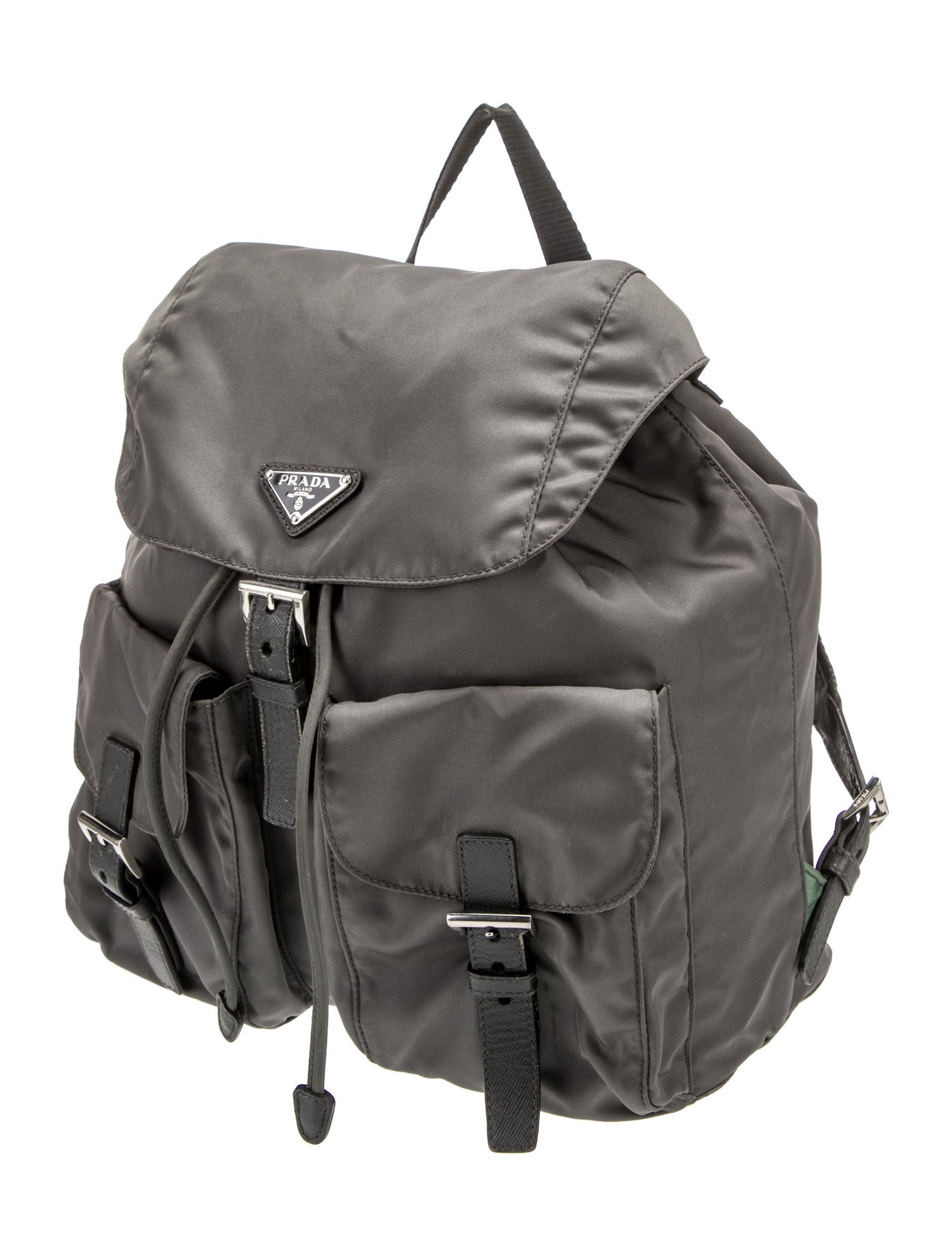 Prada Medium Saffiano-Trimmed Tessuto Backpack - Grey Backpacks ...