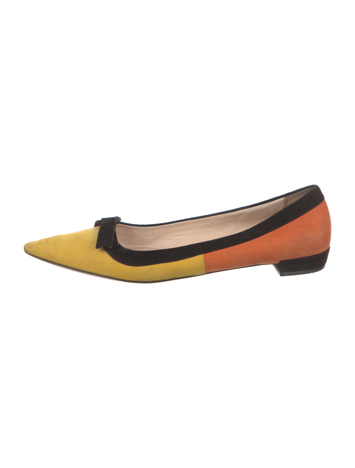 Prada Suede Colorblock Pattern Flats - Yellow Flats, Shoes - PRA950202 ...