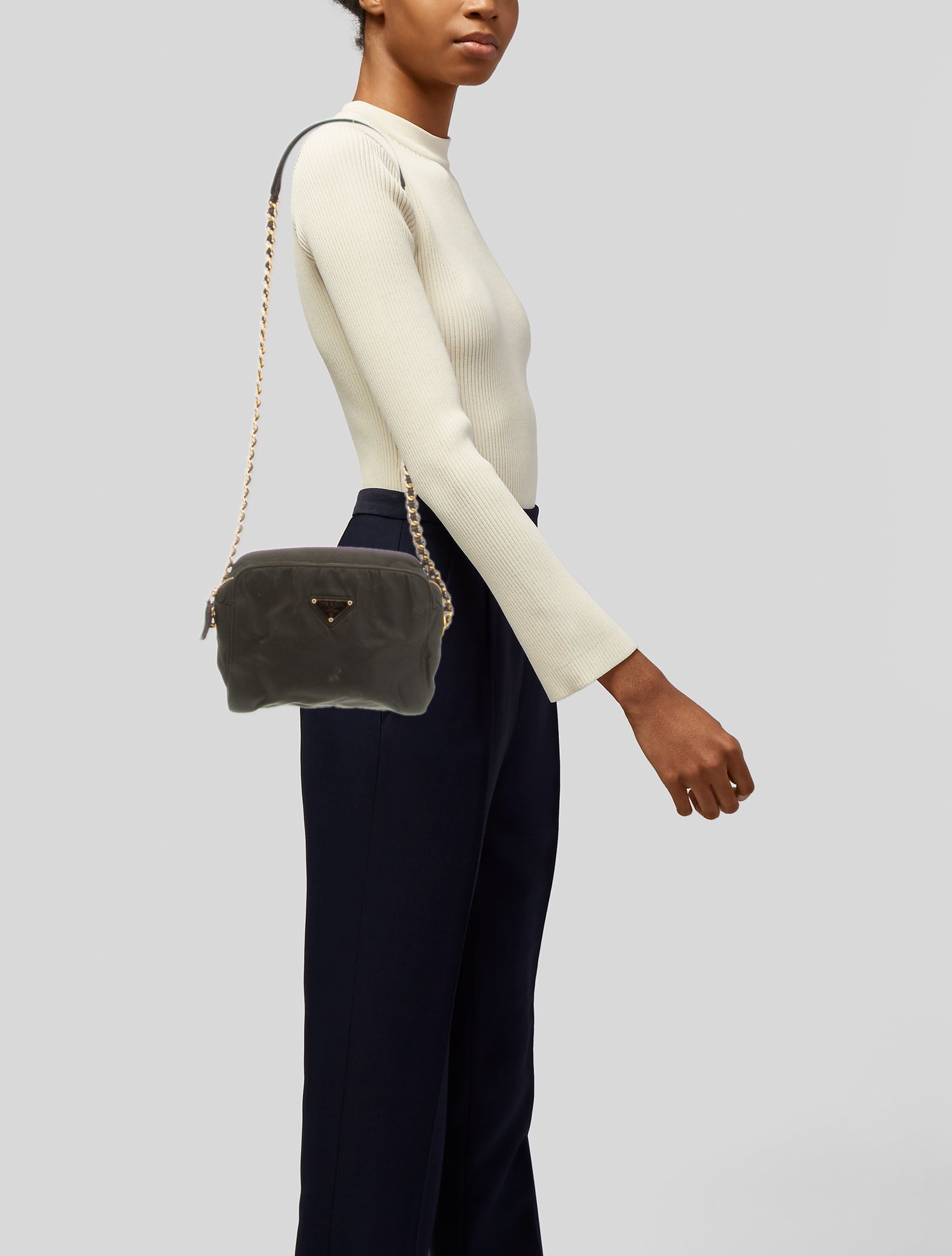 Prada Soft Calf Chain Link Shoulder Bag - Black Shoulder Bags, Handbags ...