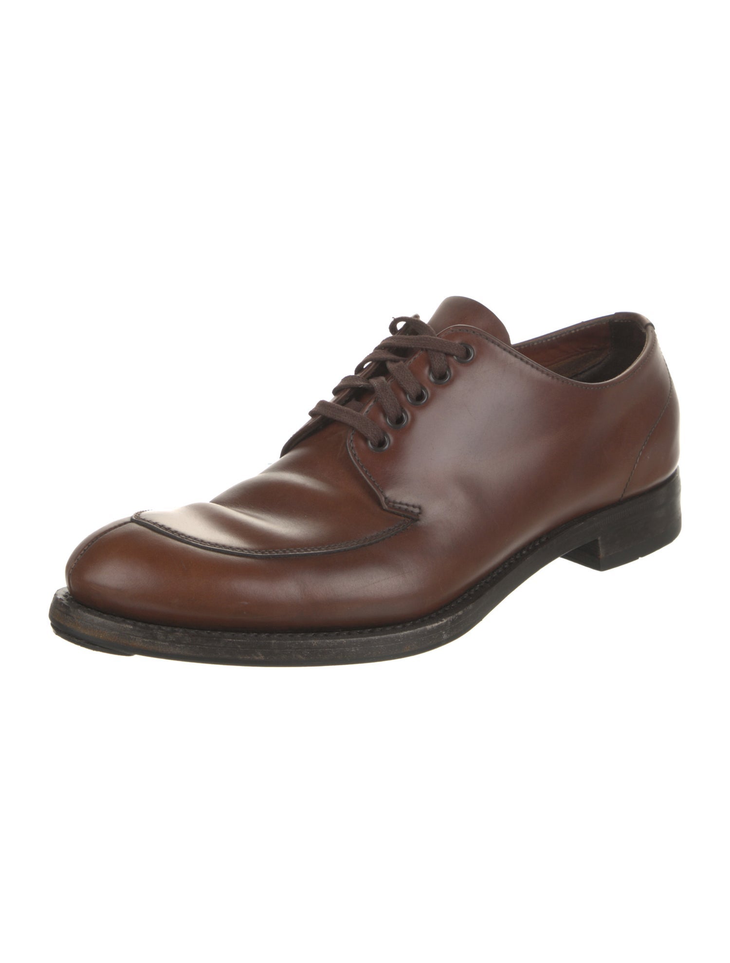 Prada Leather Colorblock Pattern Derby Shoes - Brown Oxfords, Shoes ...