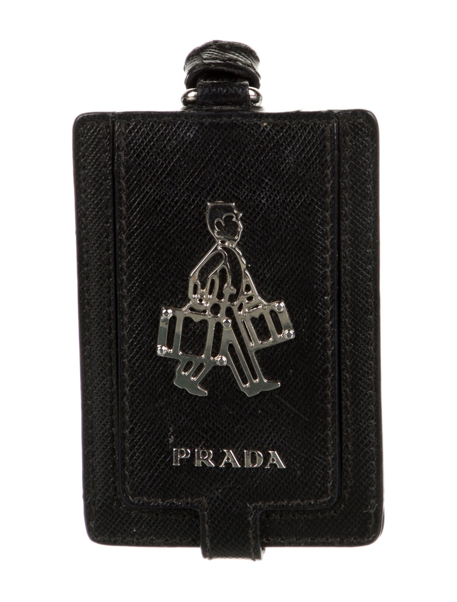 Prada Saffiano Leather Bellboy Logo Keychain - Black Keychains ...