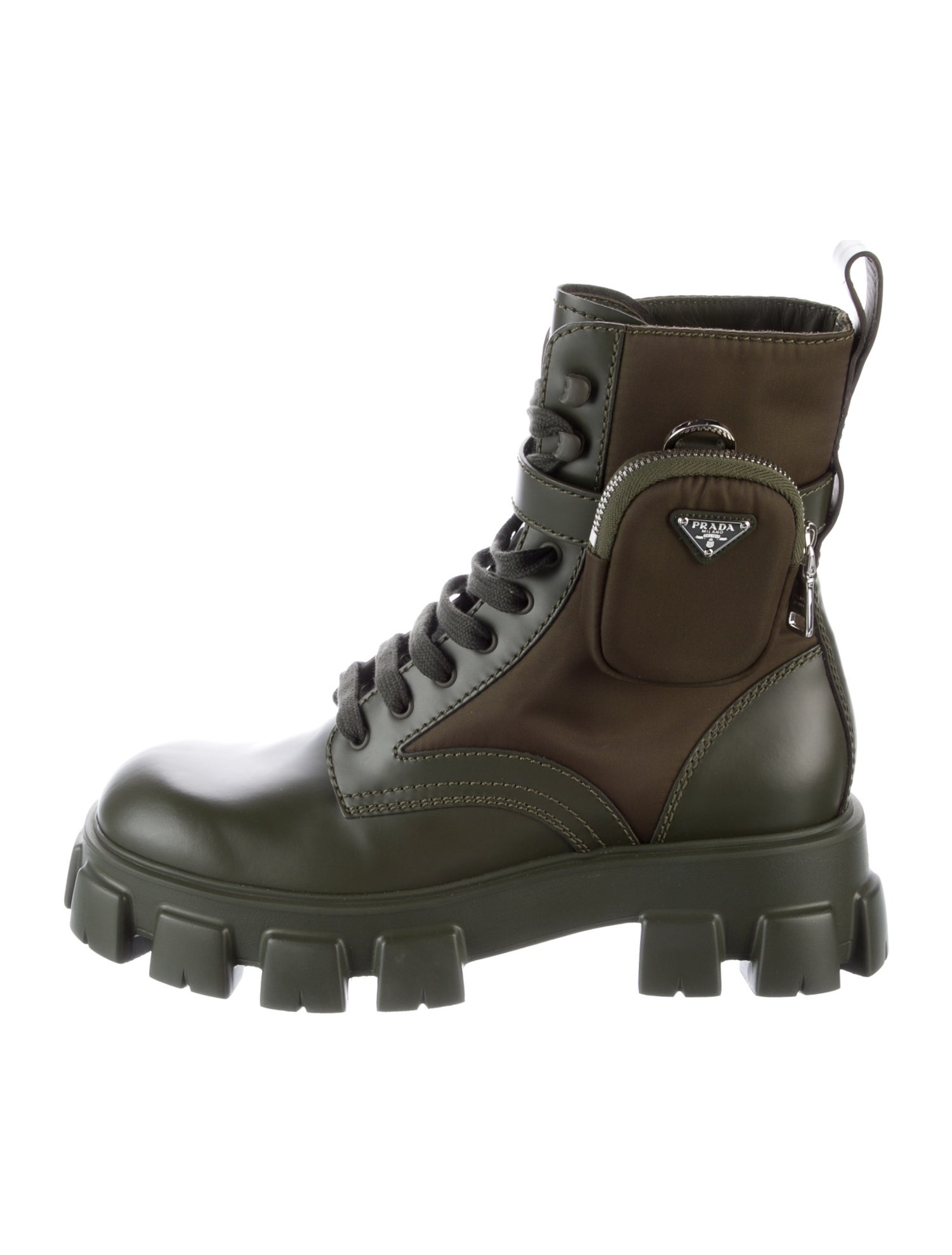 Prada Leather Combat Boots - Green Boots, Shoes - PRA954040 | The RealReal