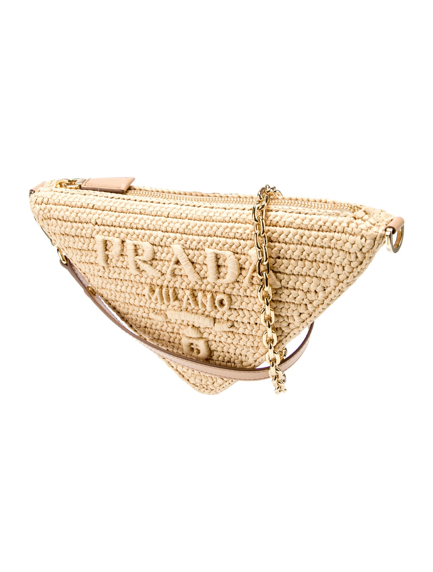 Prada Raffia Triangle Shoulder Bag - Neutrals Shoulder Bags, Handbags ...