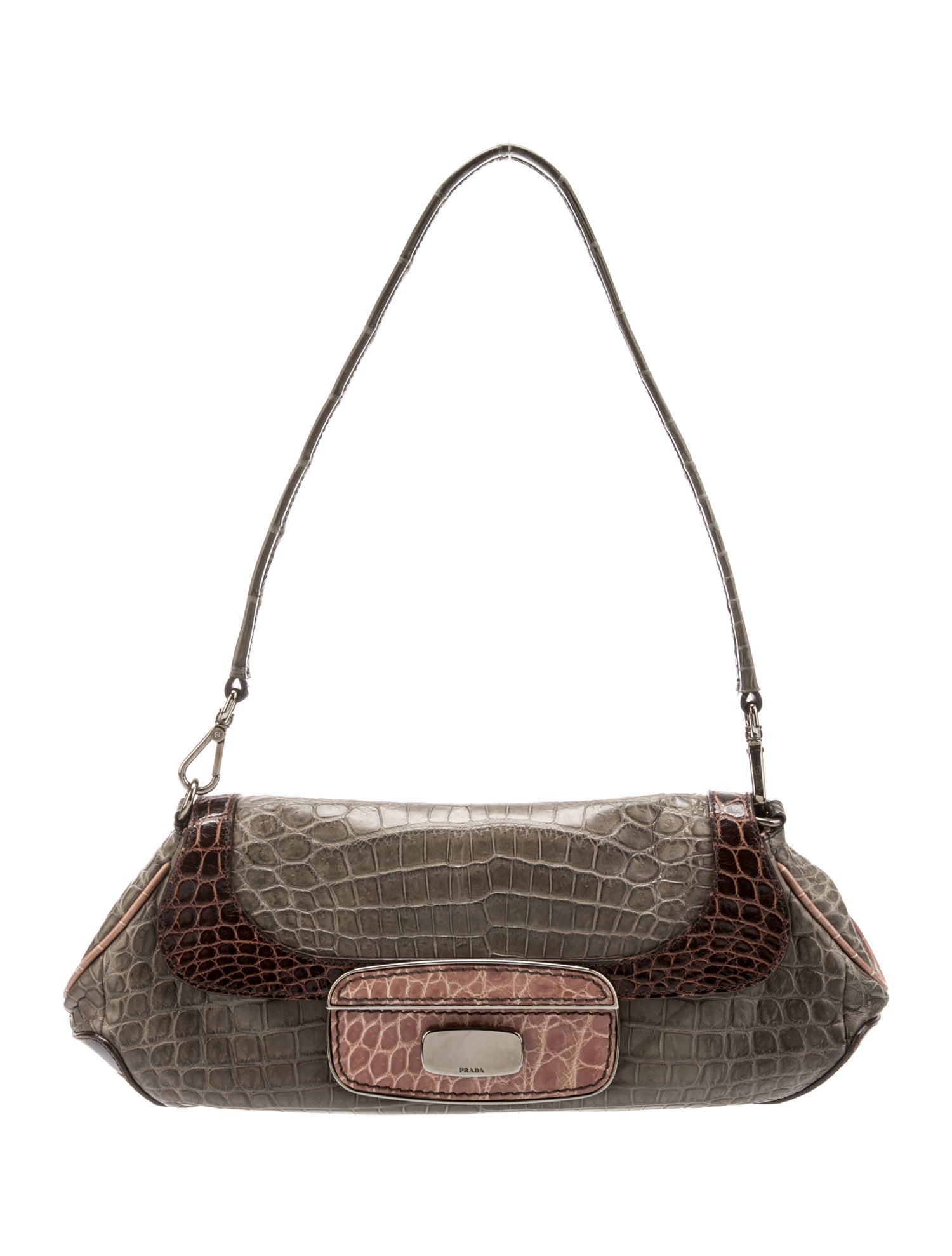 Prada Coccodrillo Skipper Bag - Grey Shoulder Bags, Handbags ...