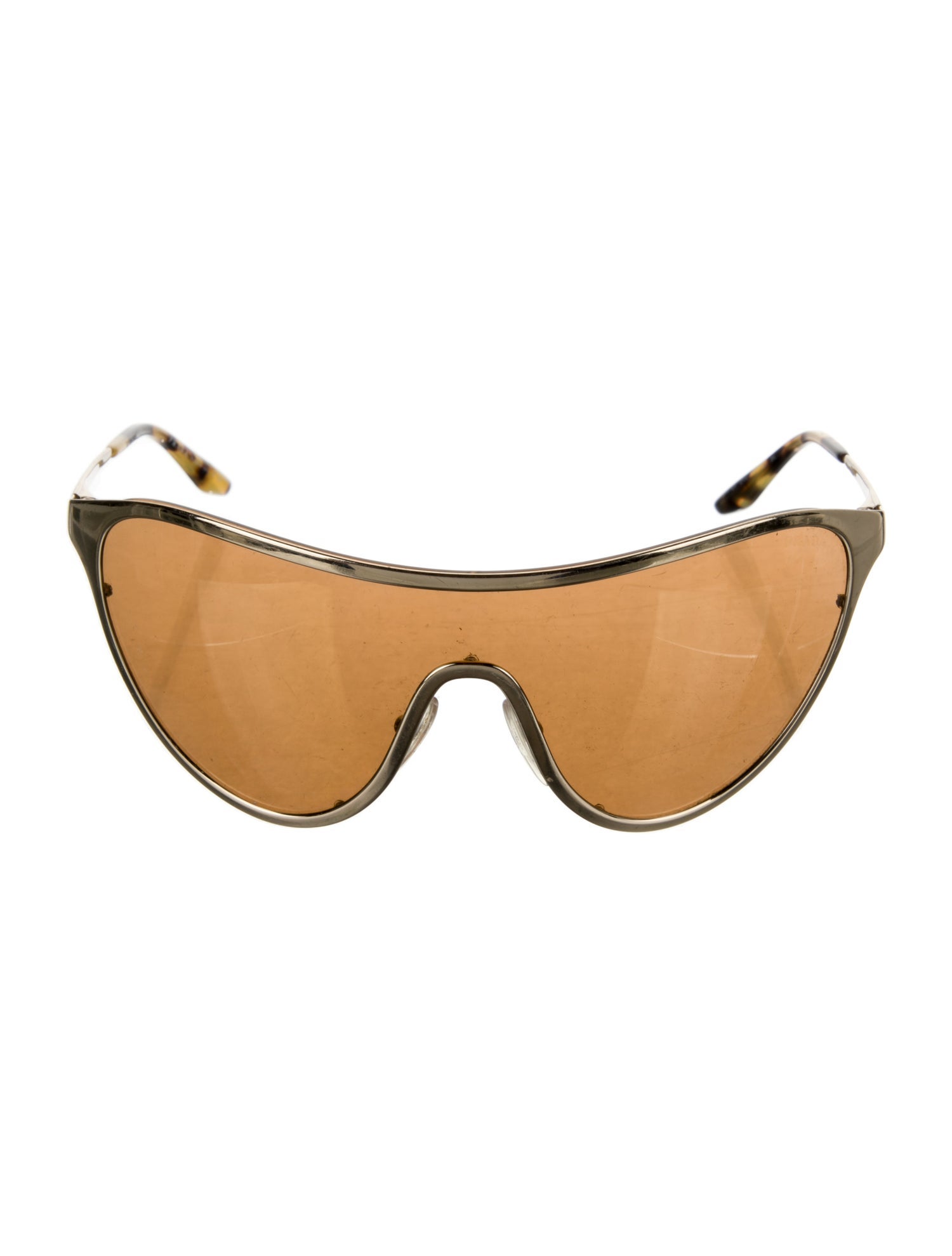 Prada Shield Tinted Sunglasses - Gold Sunglasses, Accessories ...