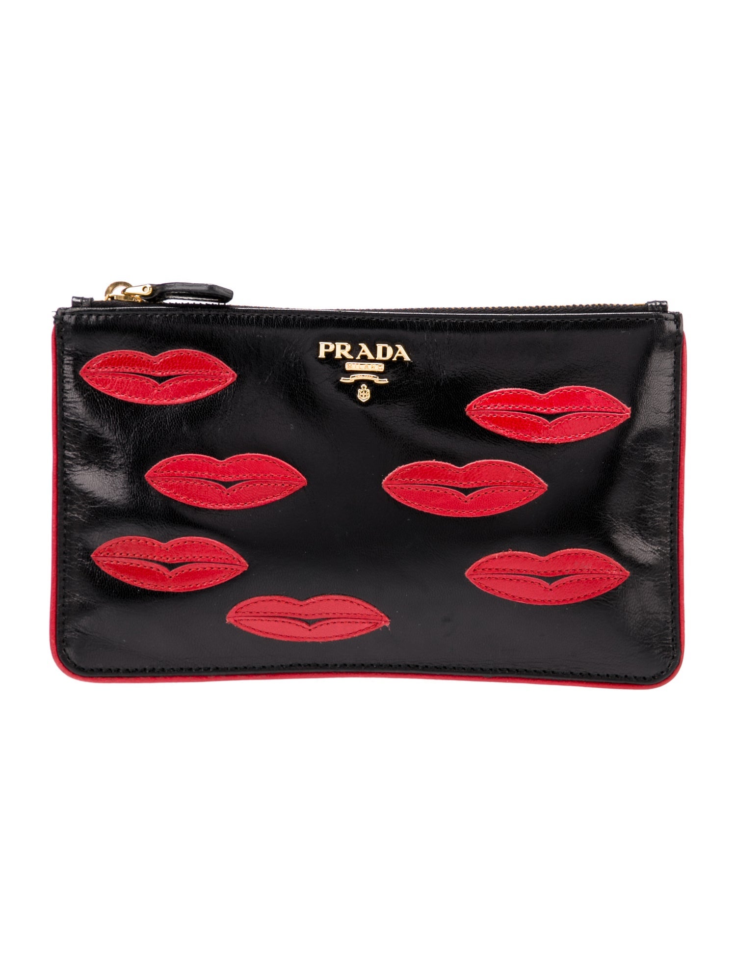 Prada Lips Appliqué Pouch - Black Clutches, Handbags - PRA960164 | The ...