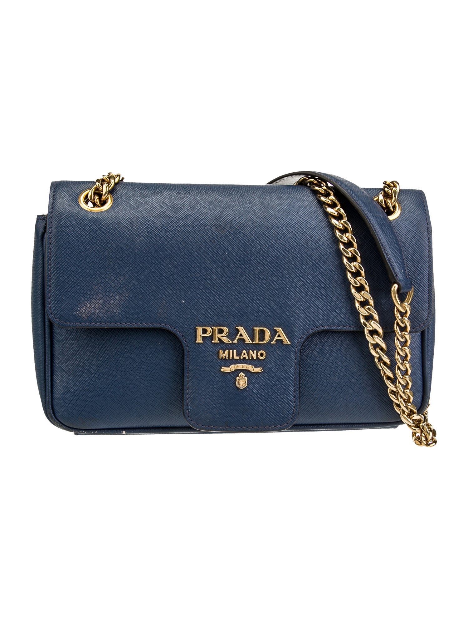 Prada Saffiano Pattina Flap Shoulder Bag - Blue Shoulder Bags, Handbags ...