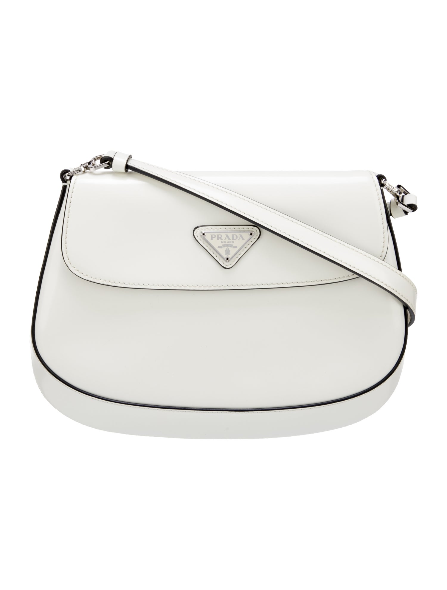 Prada Spazzolato Cleo Flap Hobo - White Shoulder Bags, Handbags ...