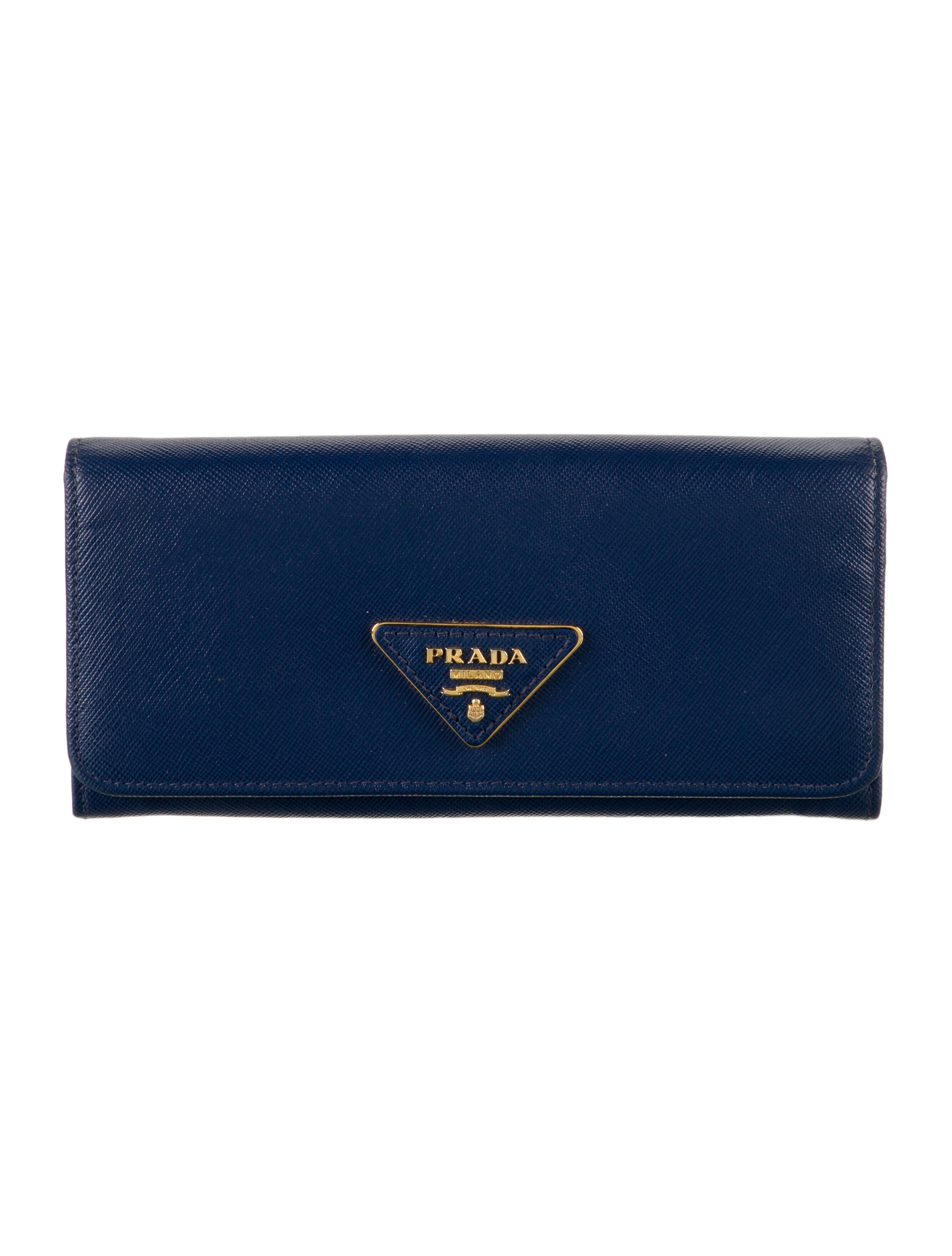 Prada Leather Continental Wallet - Blue Wallets, Accessories ...