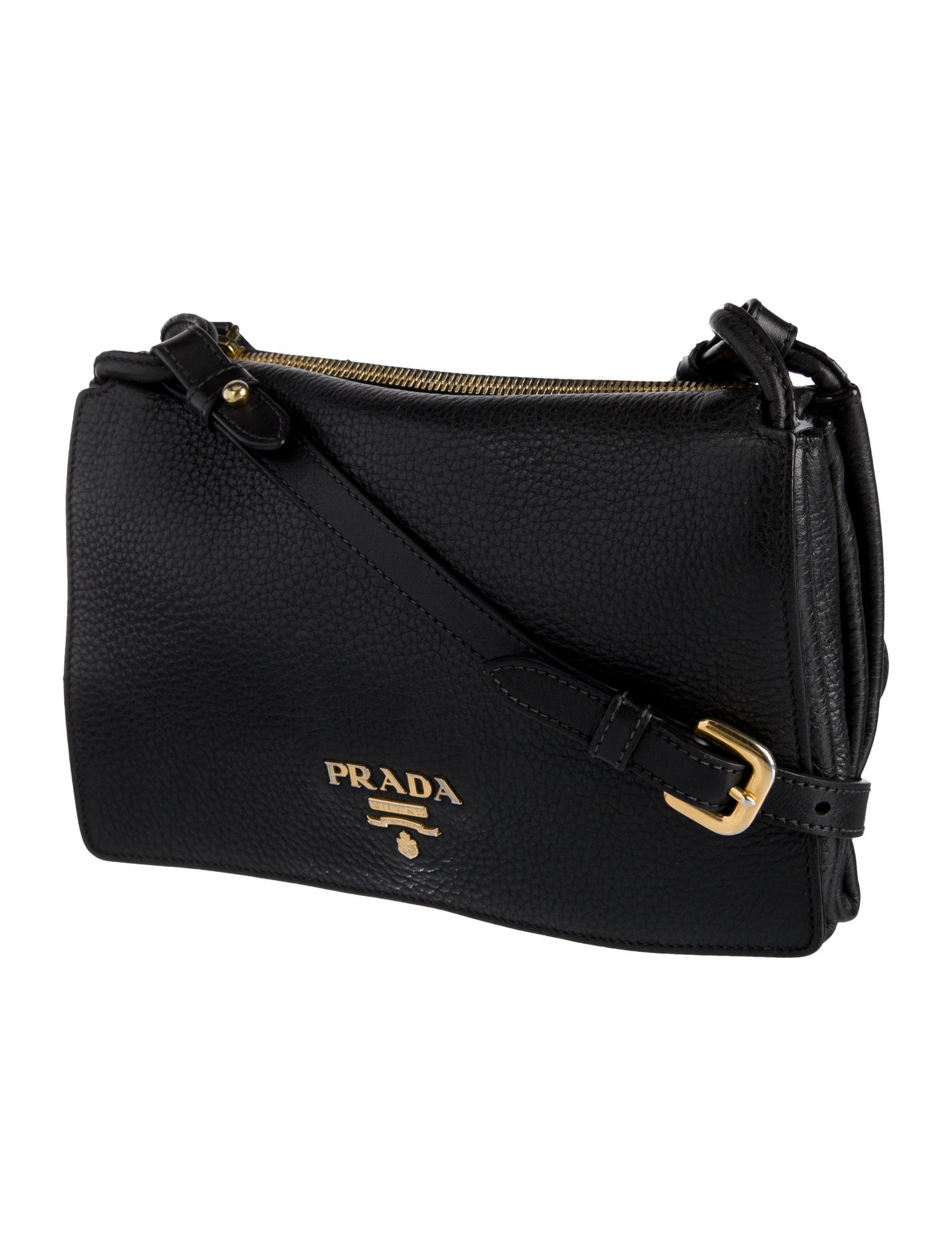 Prada Vitello Daino Flap Crossbody Bag - Black Crossbody Bags, Handbags ...