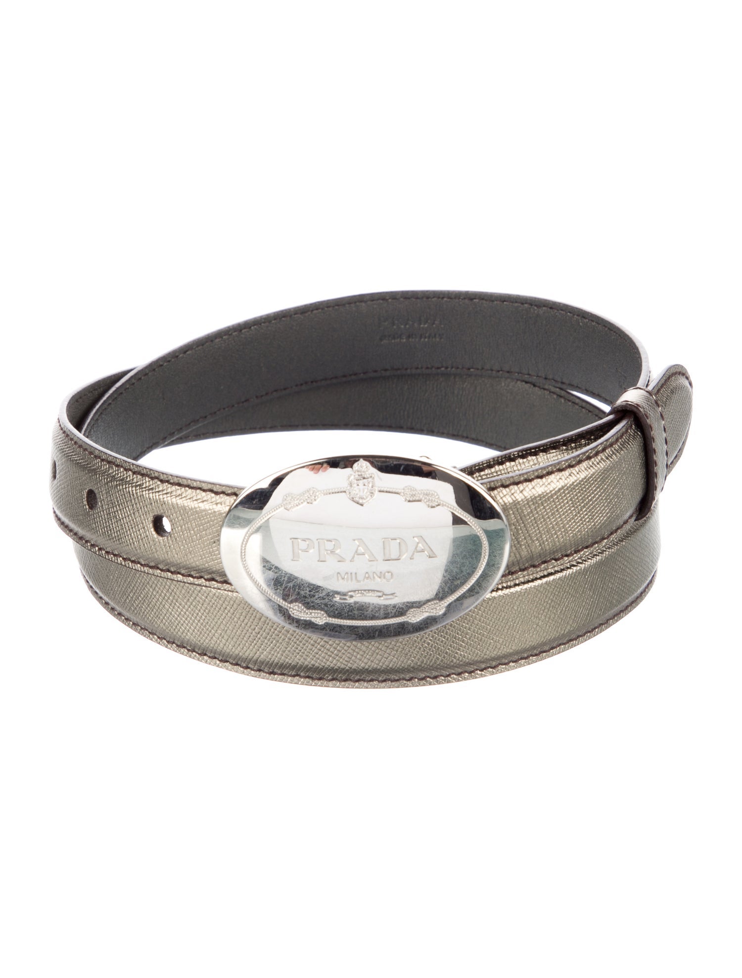 Prada Leather Belt - Gold Belts, Accessories - PRA964272 | The RealReal