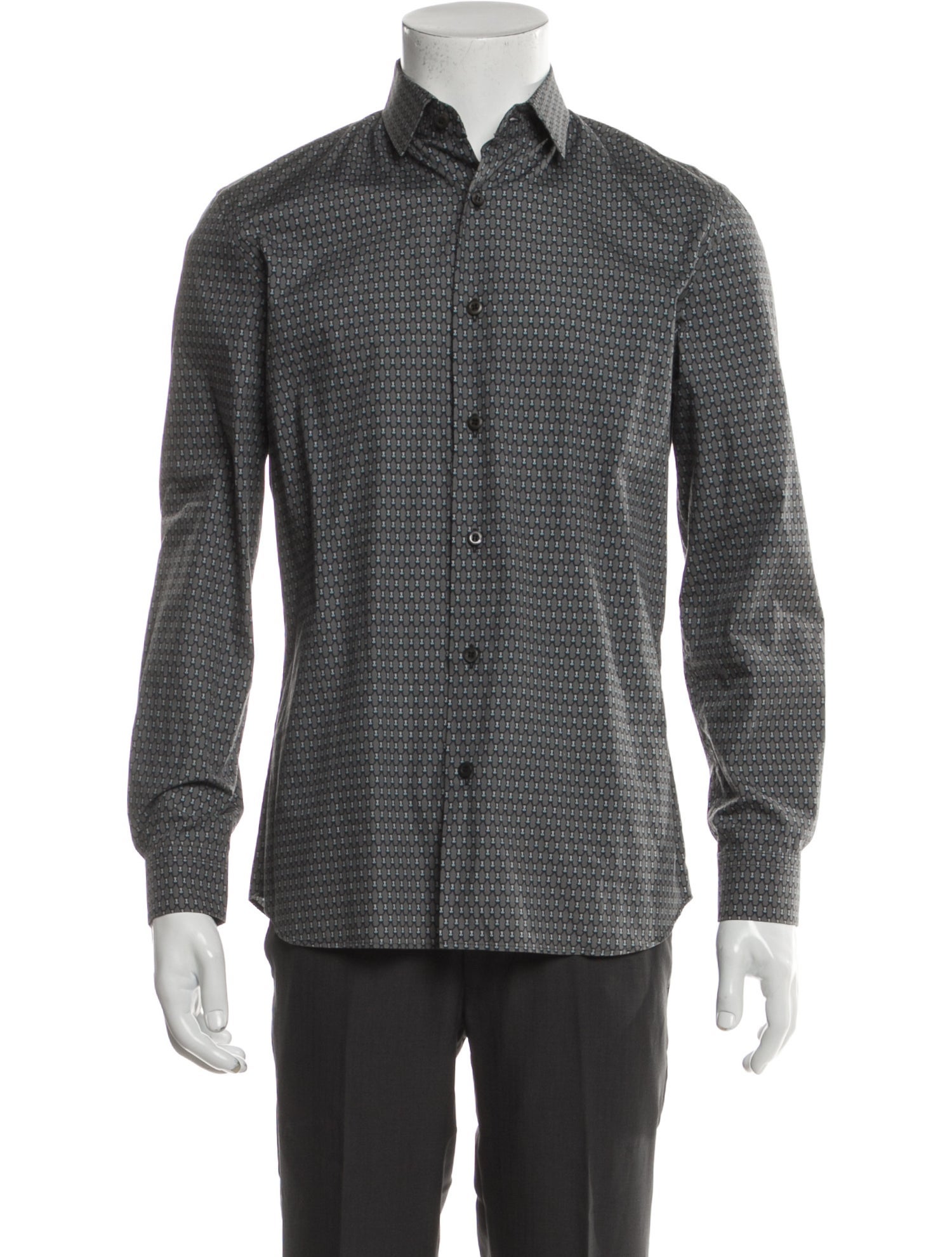 Prada 2014 Printed Dress Shirt - Blue Dress Shirts, Clothing ...