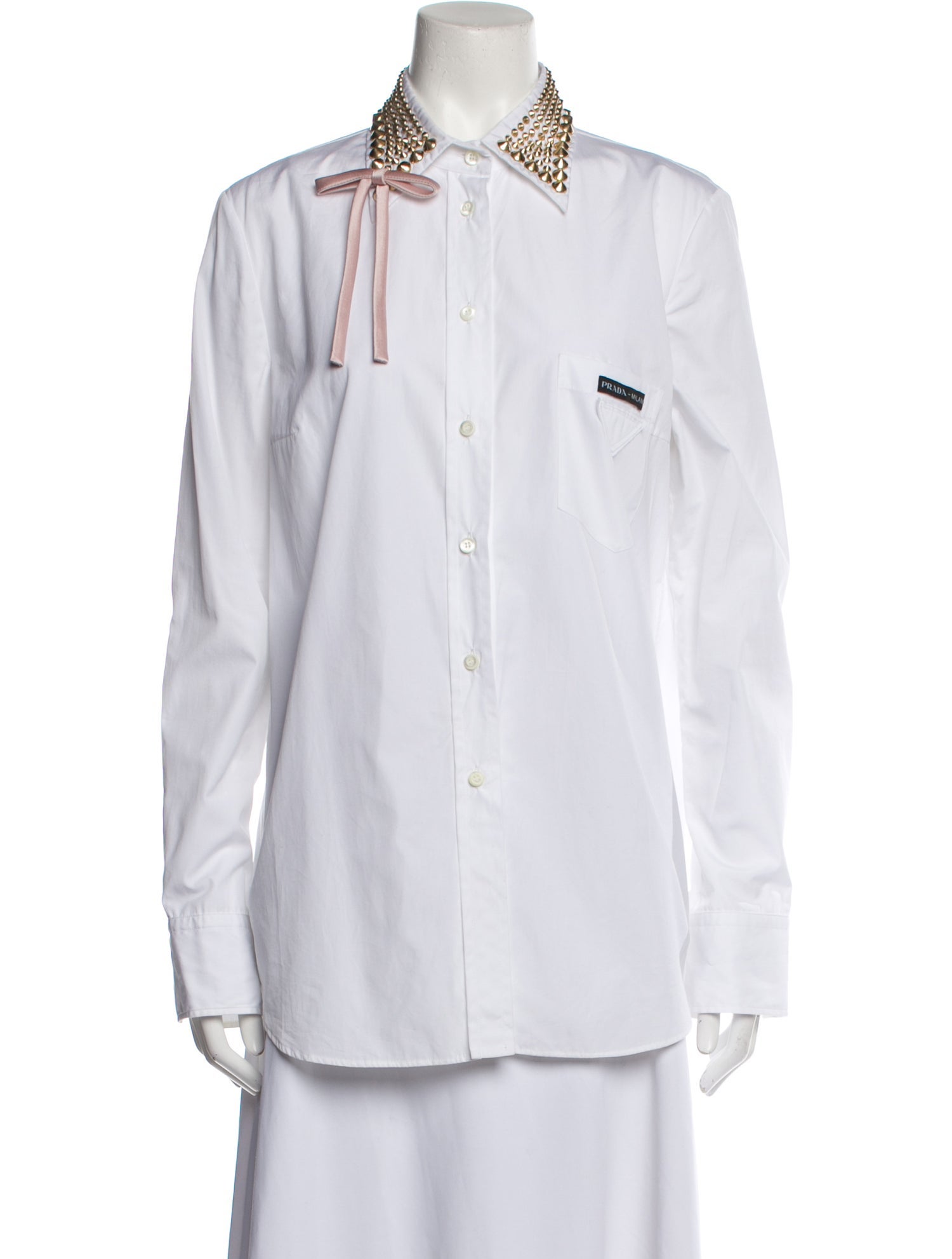 Prada 2019 Long Sleeve Button-Up Top - White Tops, Clothing - PRA965839 ...