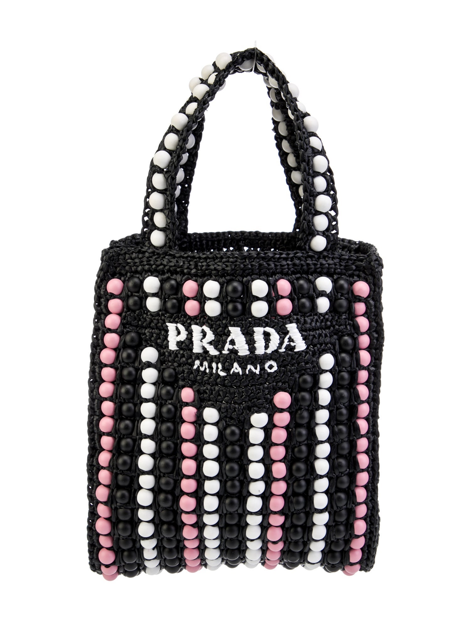 Prada Raffia & Wood Bead Tote - Black Totes, Handbags - PRA966152 | The ...