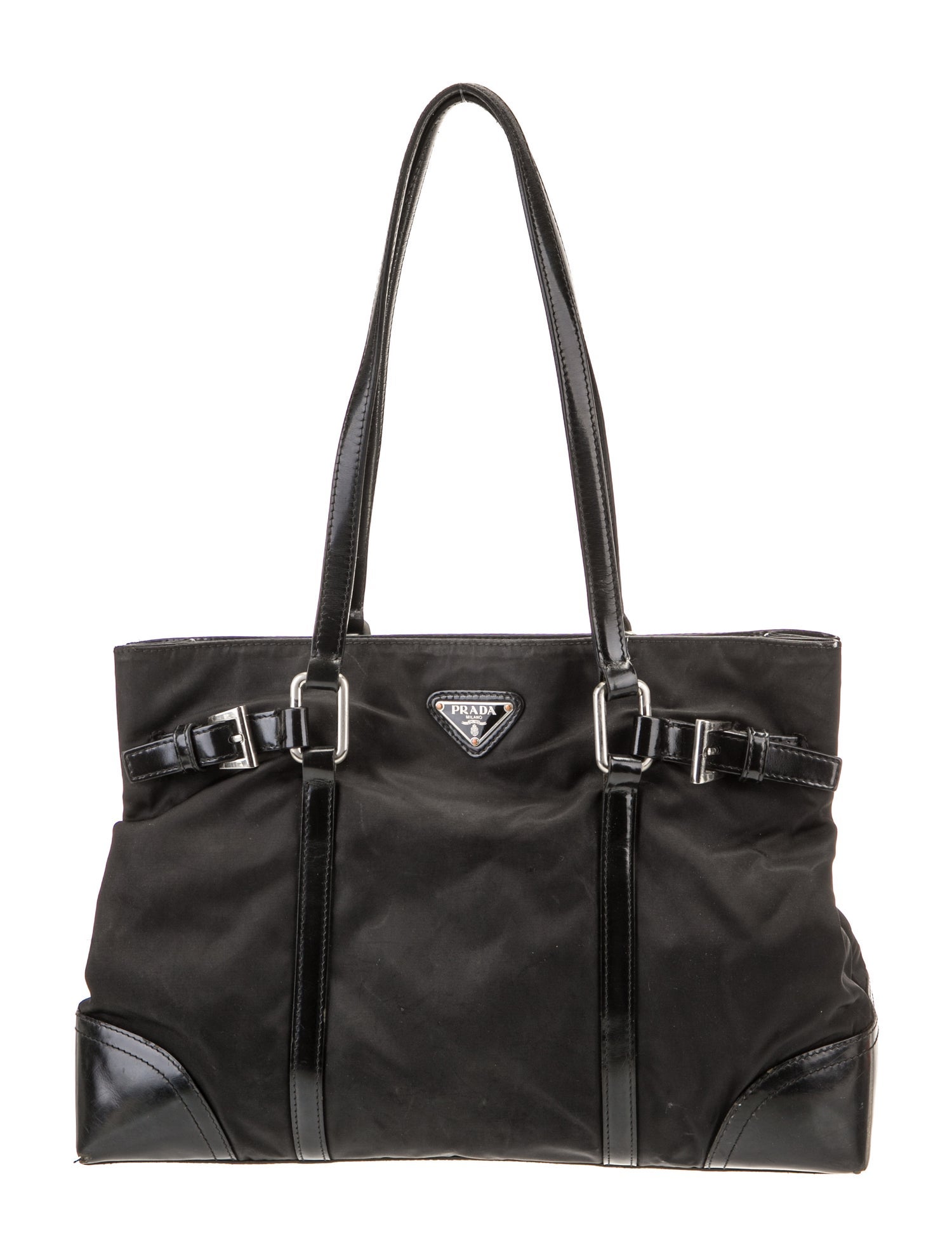 Prada Spazzolato-Trimmed Tessuto Tote - Black Shoulder Bags, Handbags ...