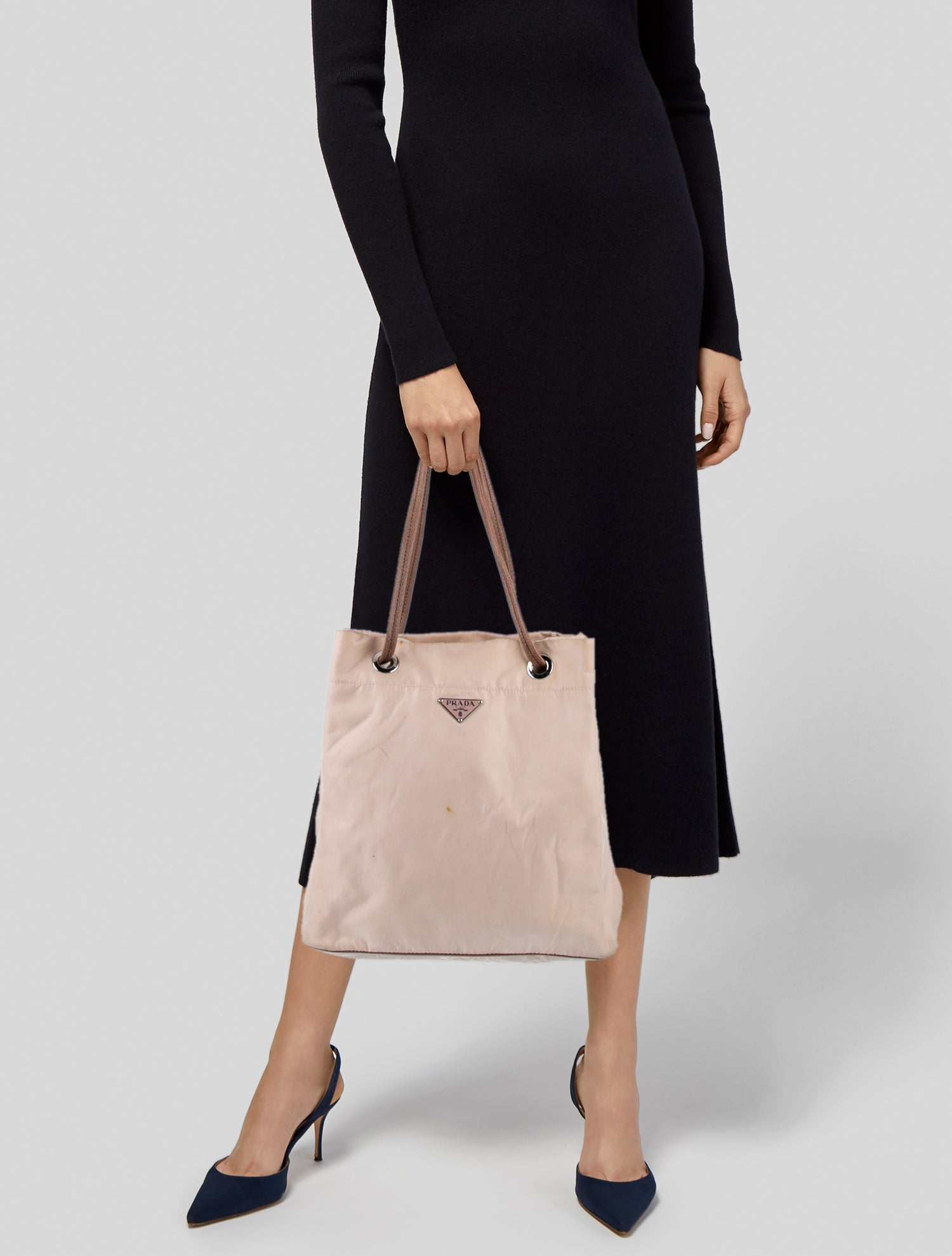 Prada Cinghiale Trimmed Tessuto Drawstring City Tote - Pink Totes ...