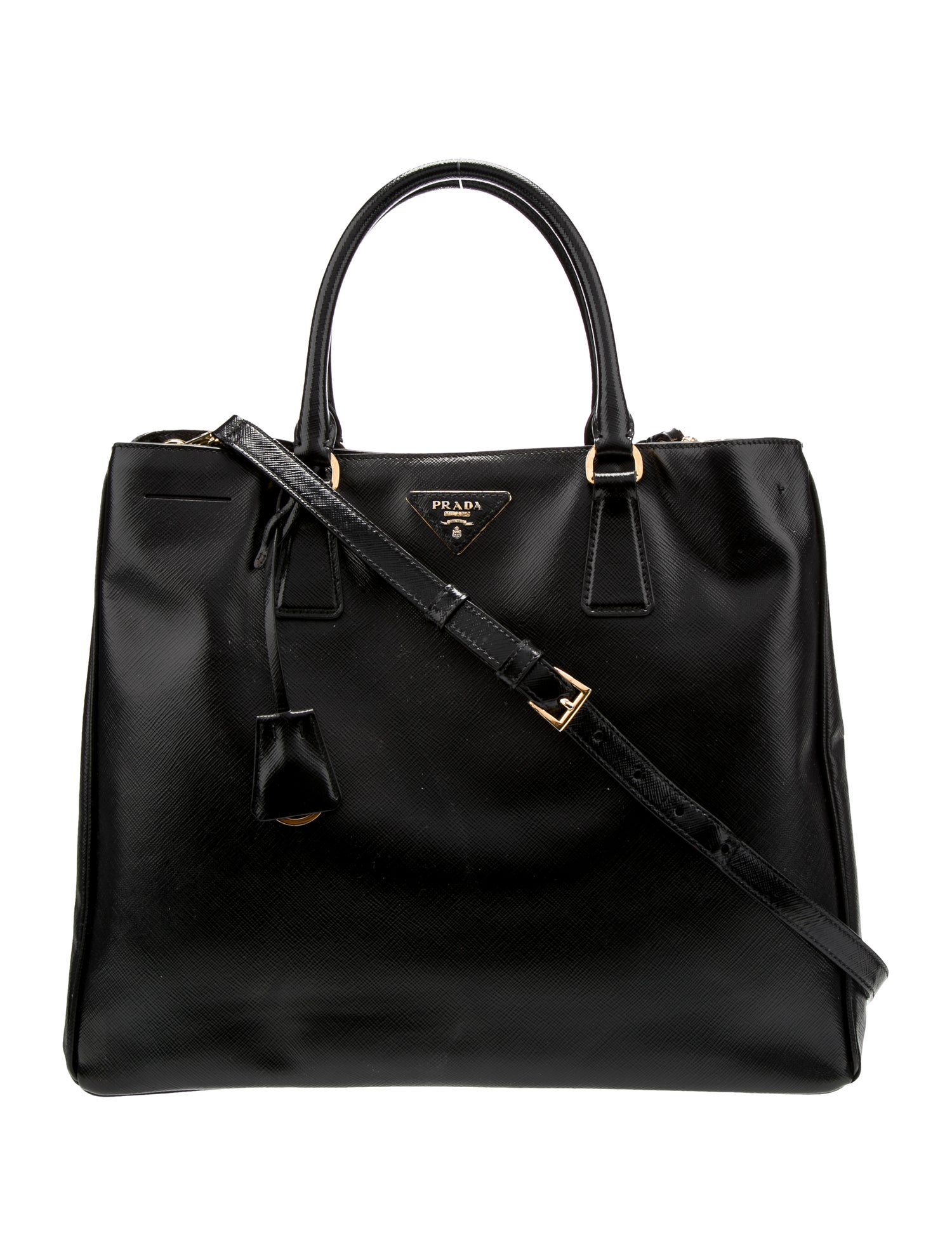 Prada Large Saffiano Vernice Galleria Tote - Black Totes, Handbags ...