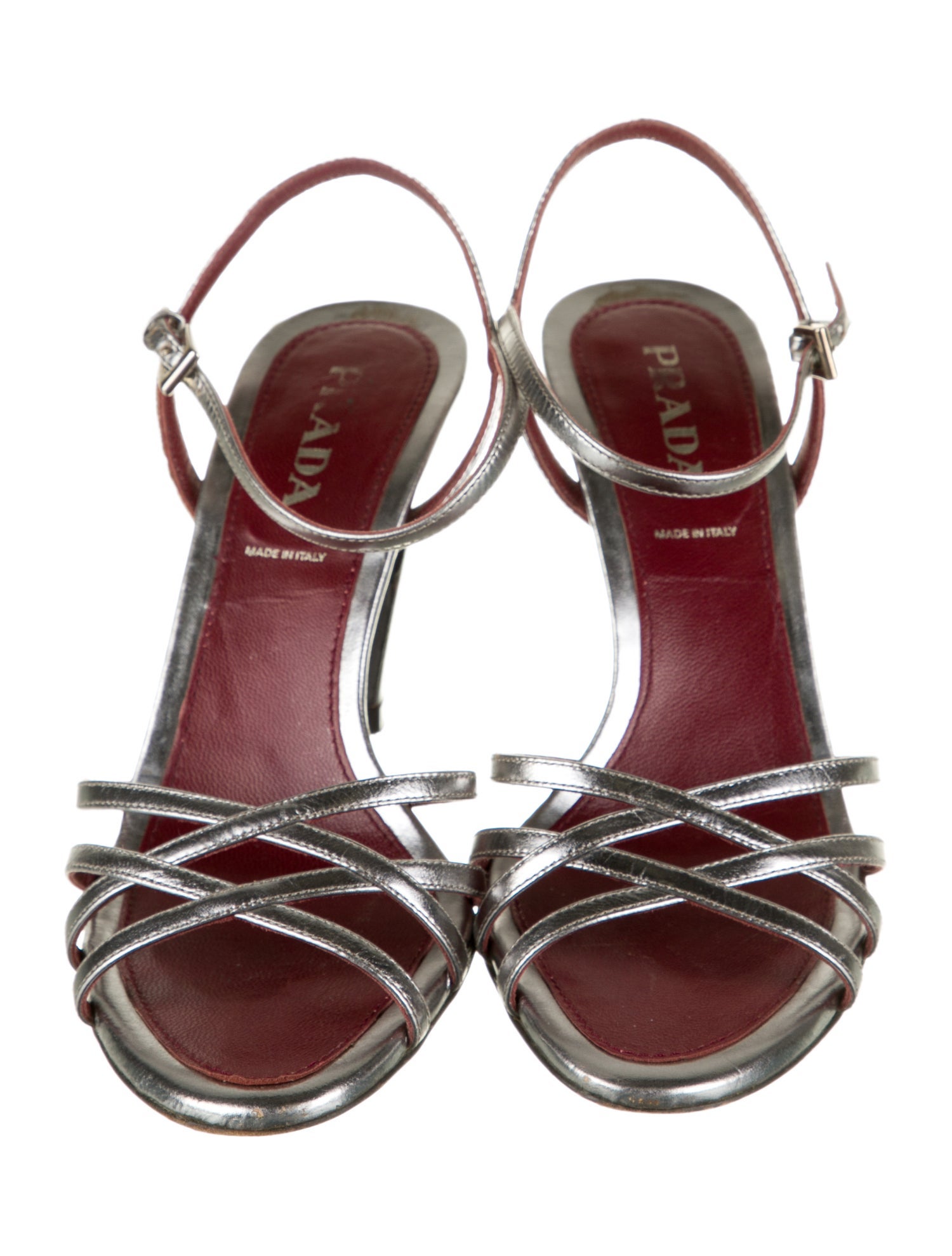 Prada Leather Slingback Sandals - Silver Sandals, Shoes - PRA972897 ...