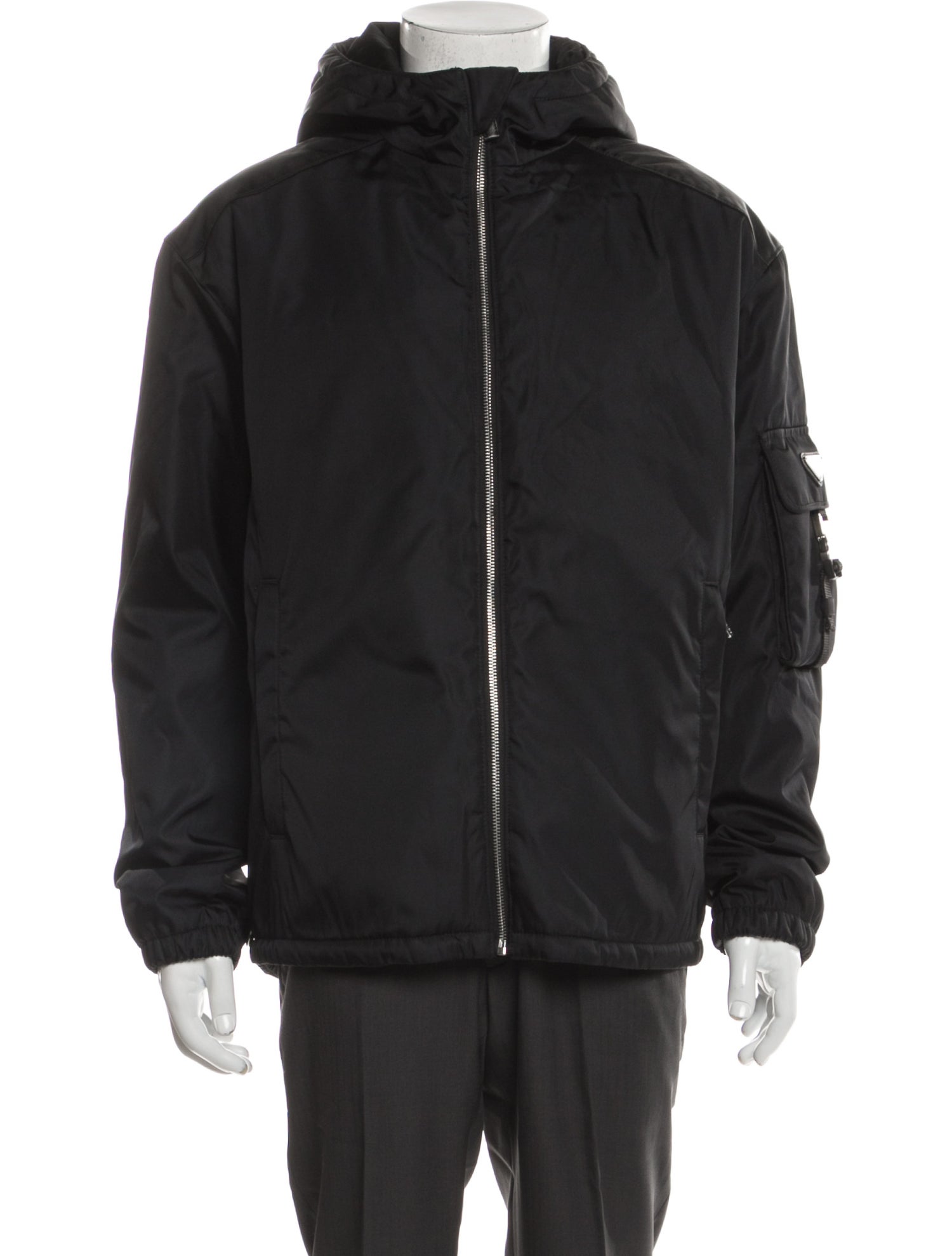 Prada 2022 Enameled Metal Triangle Windbreaker - Black Outerwear ...