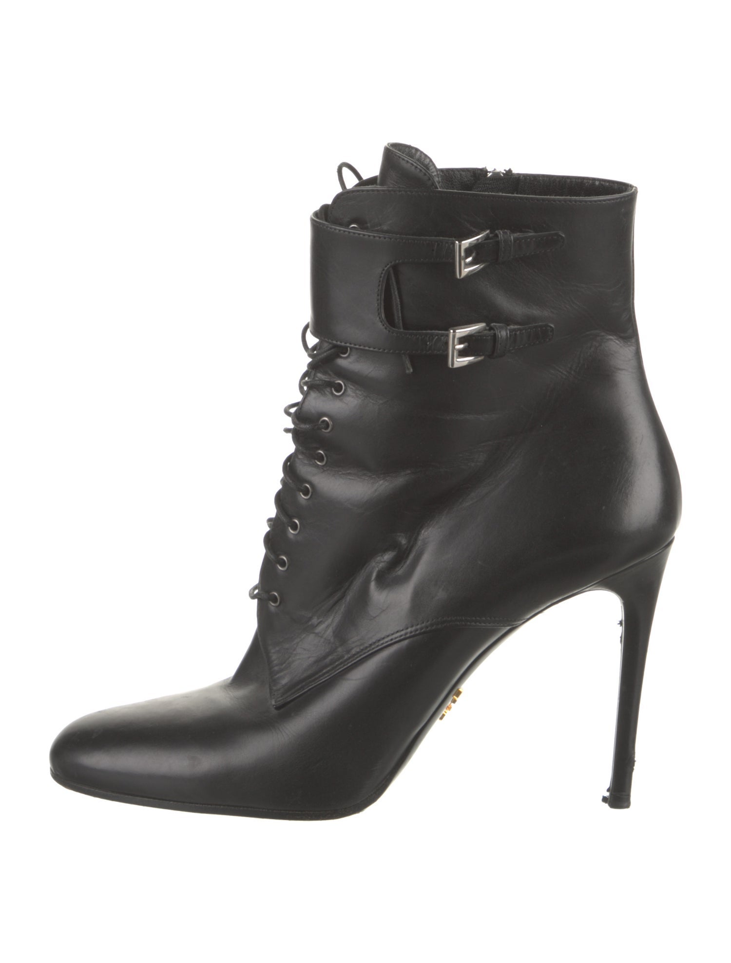 Prada Leather Lace-Up Boots - Black Boots, Shoes - PRA973549 | The RealReal