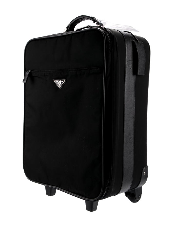 Prada Tessuto Saffiano-Trimmed Rolling Suitcase - Black Luggage and ...