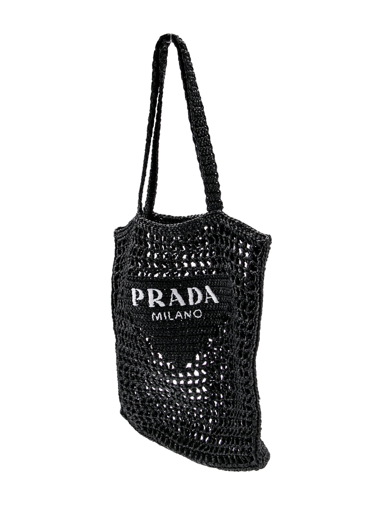 Prada Raffia Logo Tote - Black Totes, Handbags - PRA977292 | The RealReal