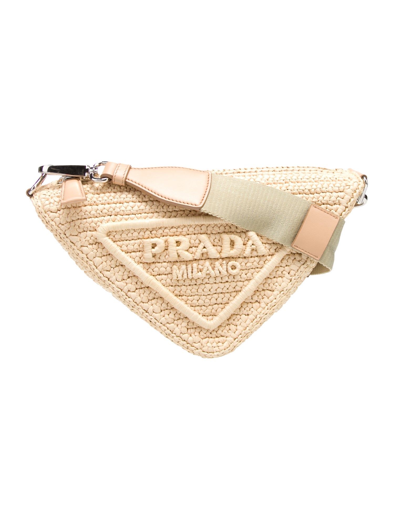 Prada Raffia Triangle Crossbody Bag - Neutrals Crossbody Bags, Handbags ...