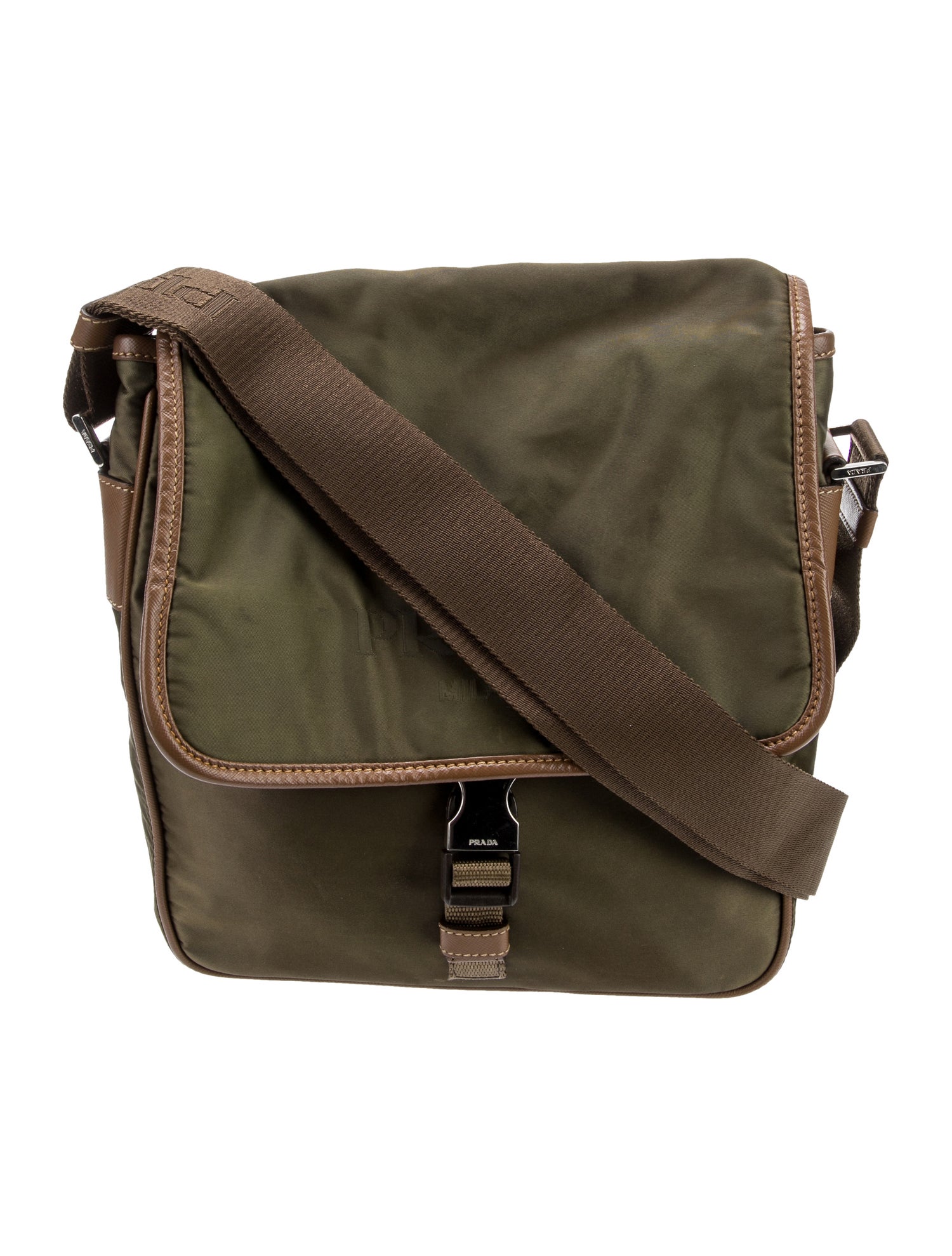 Prada Tessuto Logo Messenger Bag - Green Messenger Bags, Bags ...