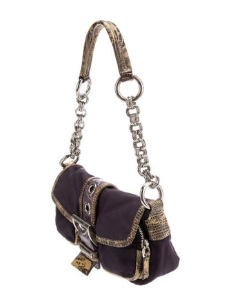 Prada Lizard & Crocodile-Trimmed Patch Catena Bag - Purple Handle Bags ...