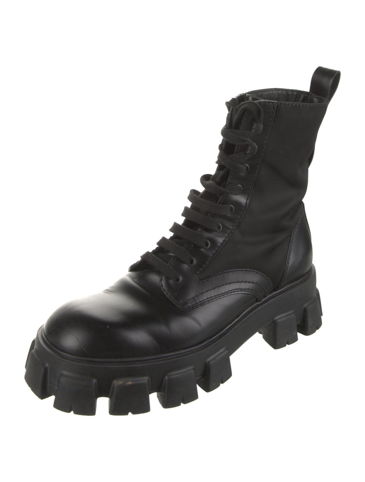 Prada Leather Combat Boots - Black Boots, Shoes - PRA990312 | The RealReal