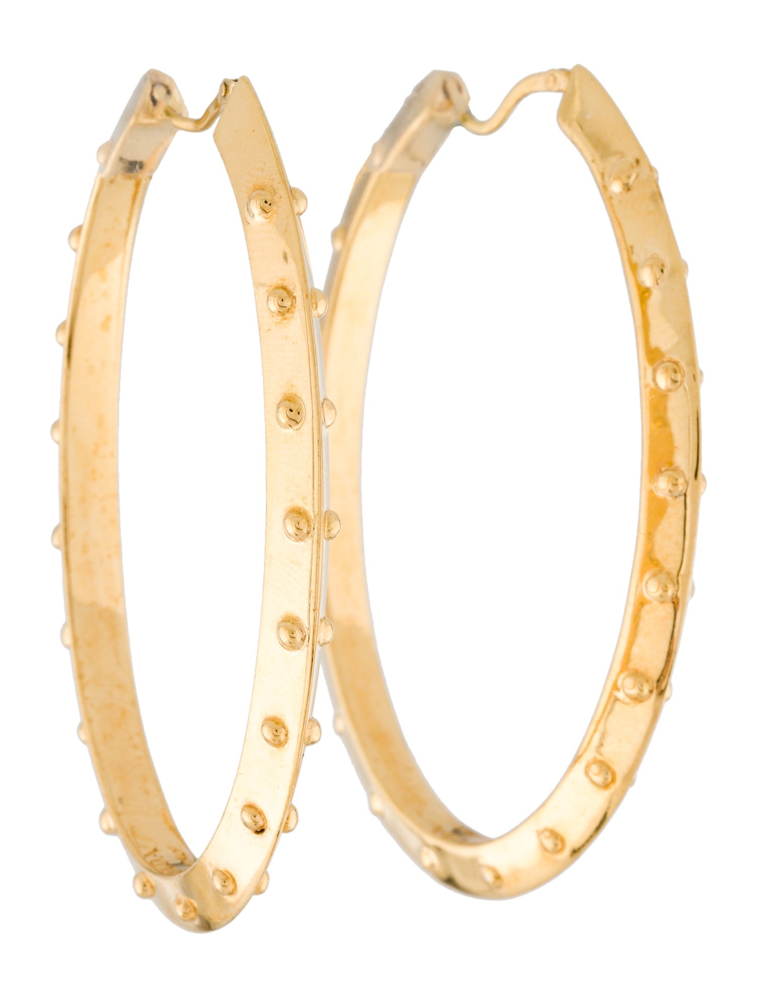 Prada Studded Hoops - Gold-Tone Metal Hoop, Earrings - PRA991686 | The RealReal