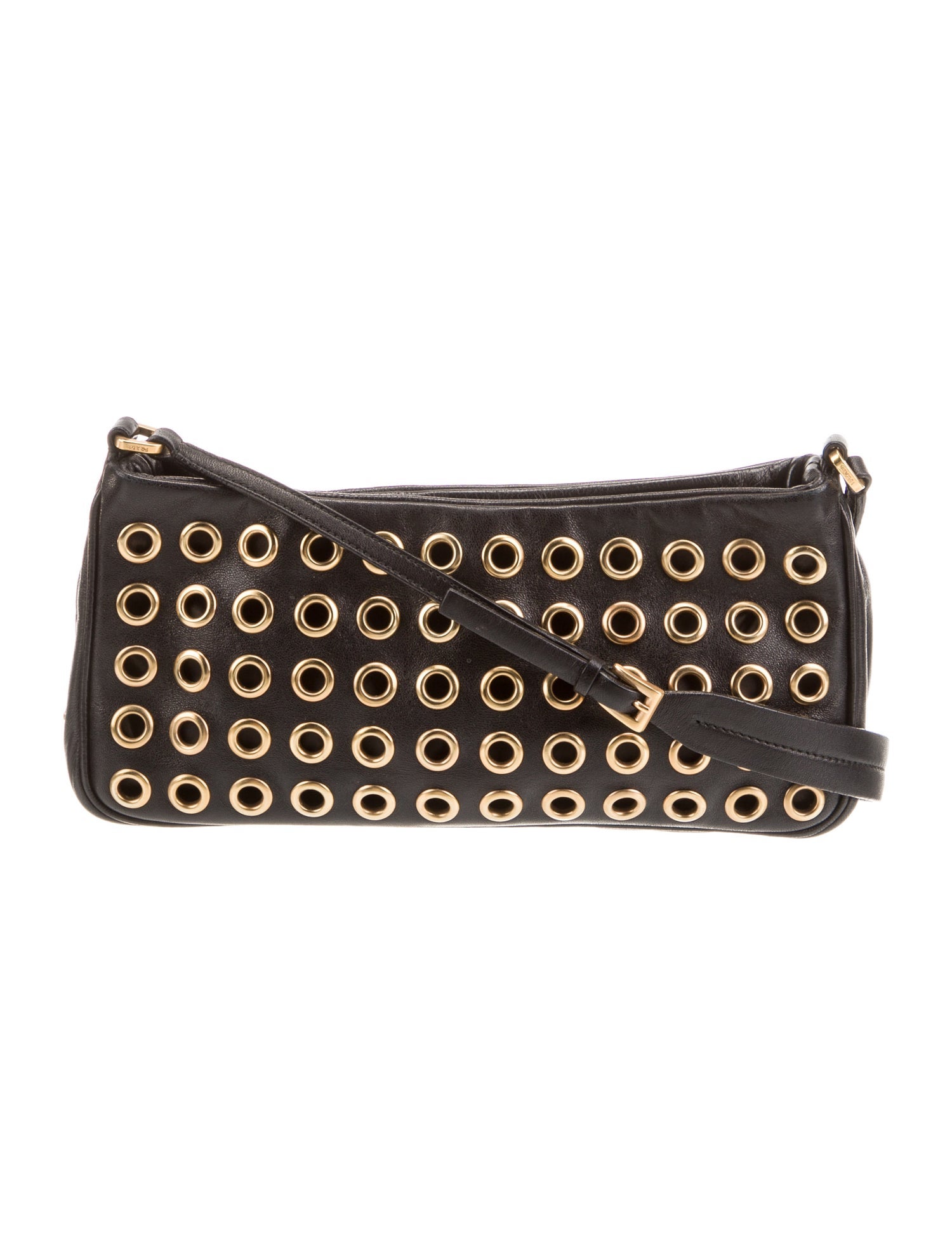 Prada Enameled Metal Triangle Shoulder Bag - Black Shoulder Bags ...