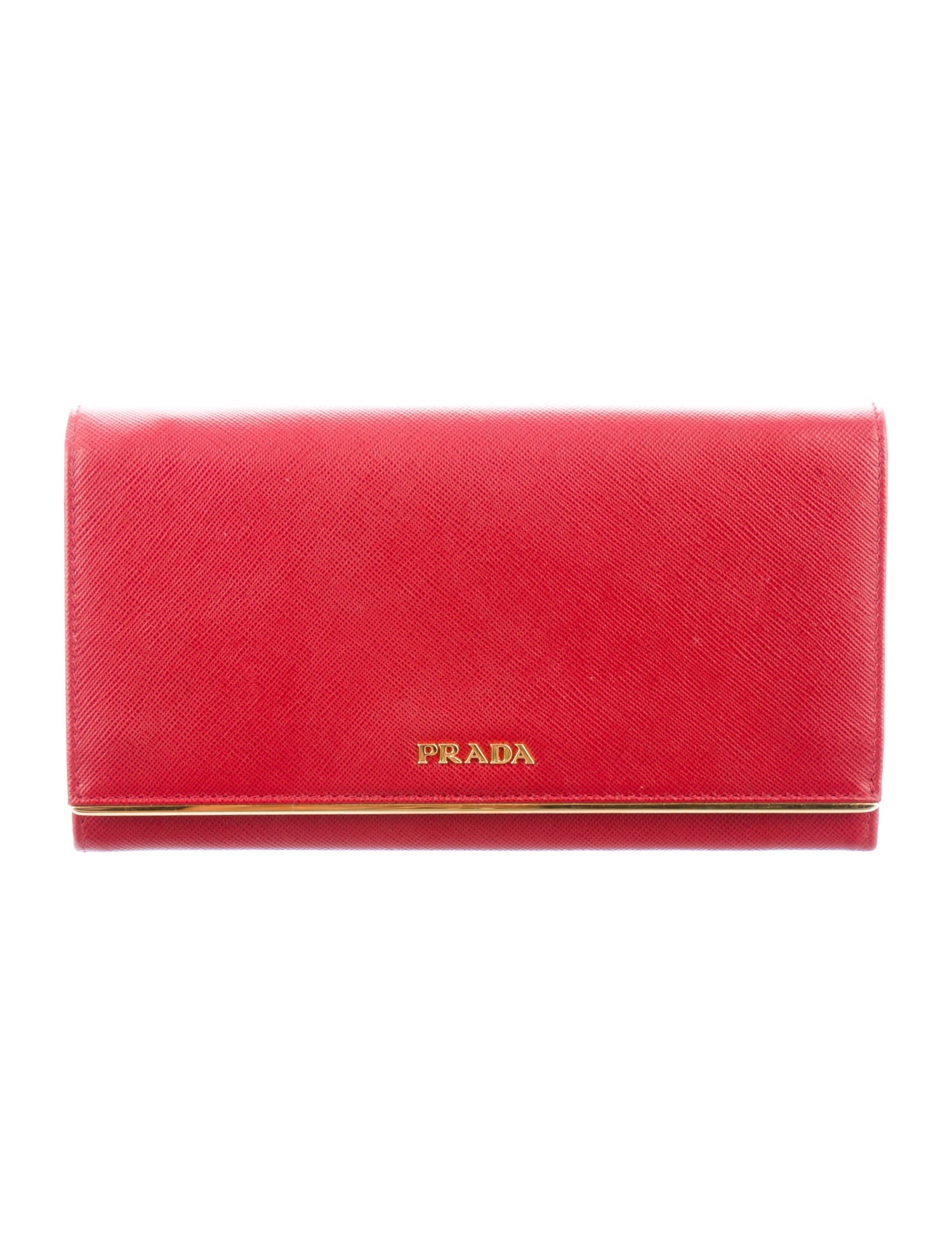 Prada Saffiano Cuir Leather Continental Wallet - Red Wallets ...
