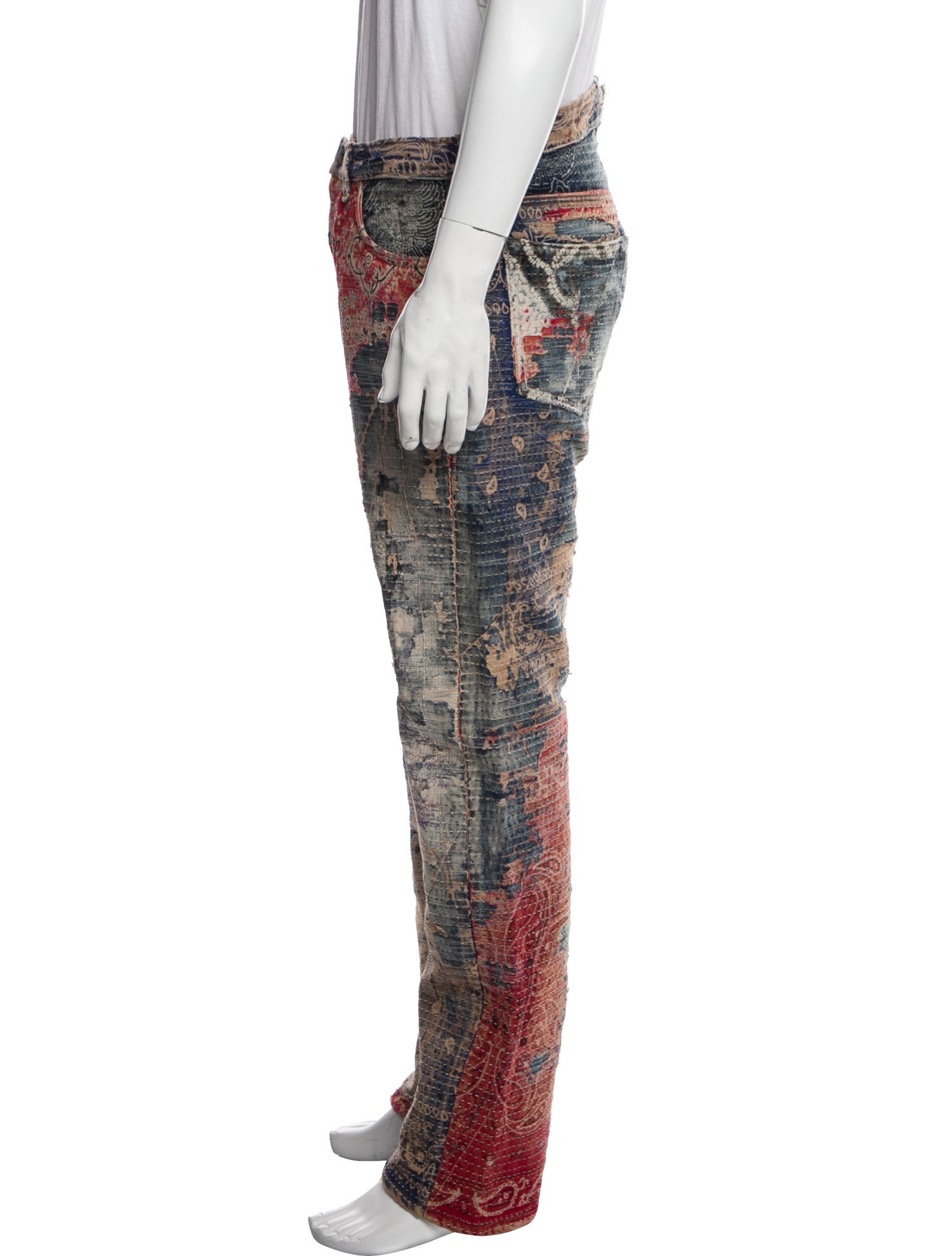 Proleta Re Art Printed Cargo Pants - Blue, 11" Rise Pants, Clothing ...