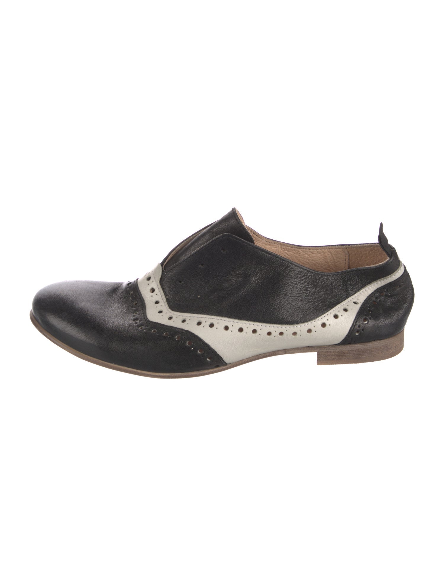 Pratesi Leather Colorblock Pattern Oxfords - Black Flats, Shoes ...