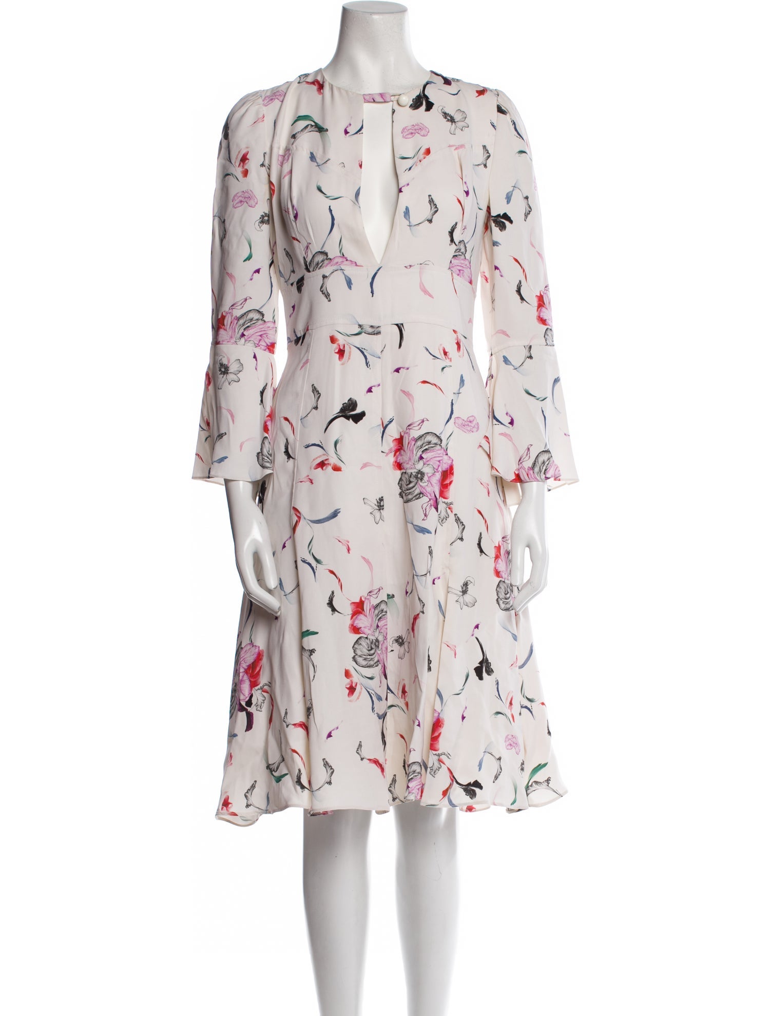 Prabal Gurung Floral Print Midi Length Dress - Neutrals Dresses ...