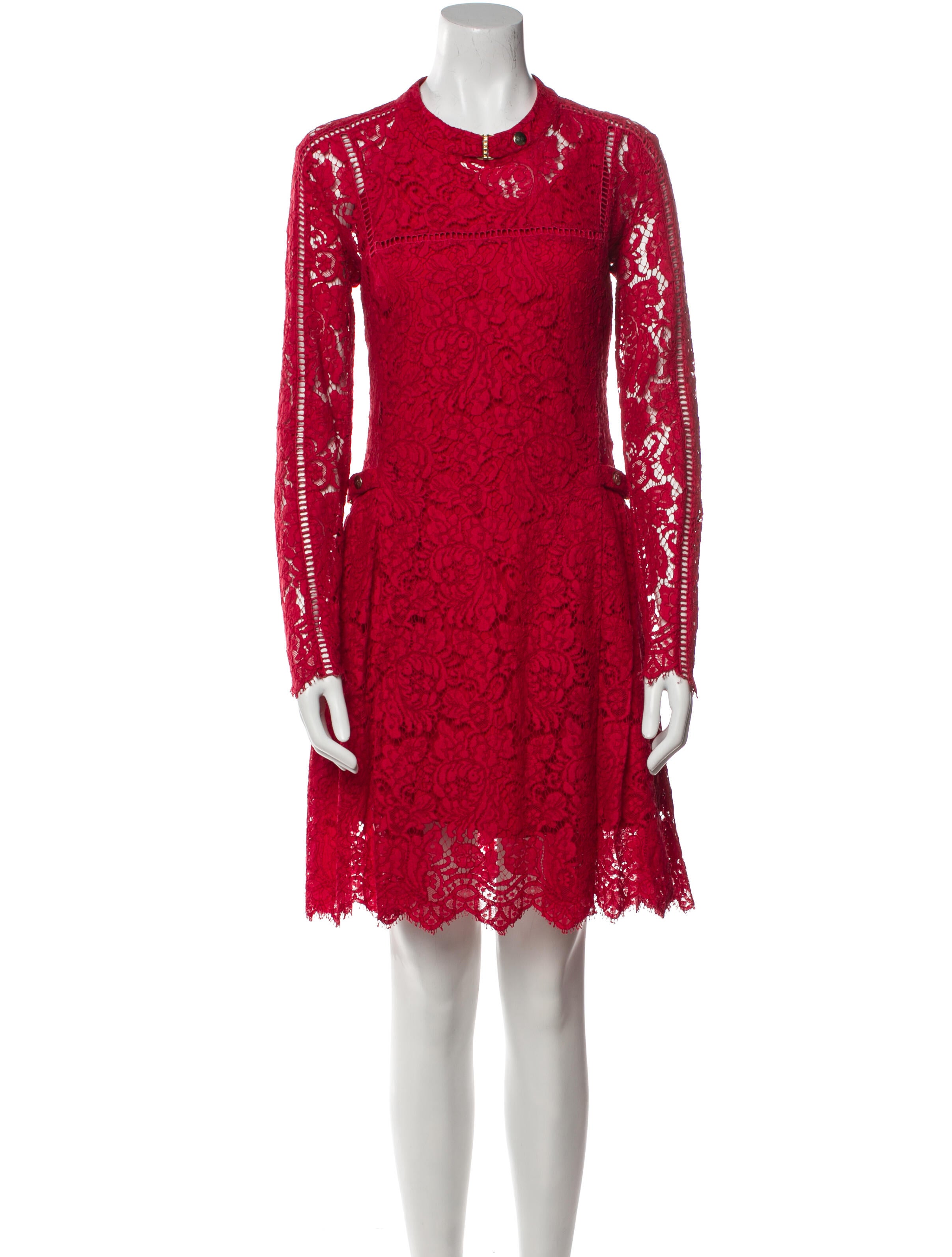 Preen by Thornton Bregazzi Lace Pattern Mini Dress - Red Dresses ...