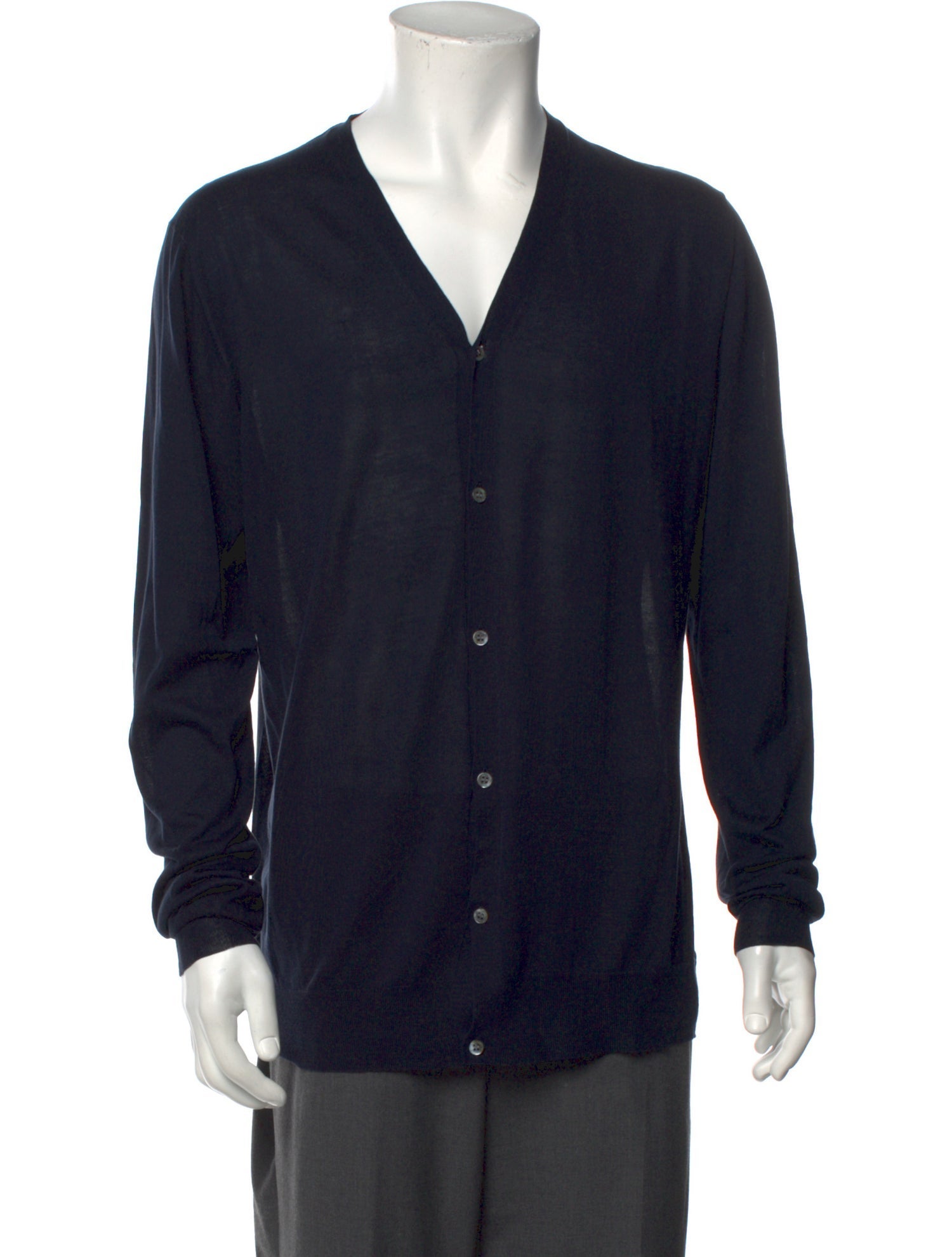 Pringle of Scotland V-Neck Long Sleeve Cardigan - Blue Sweaters ...