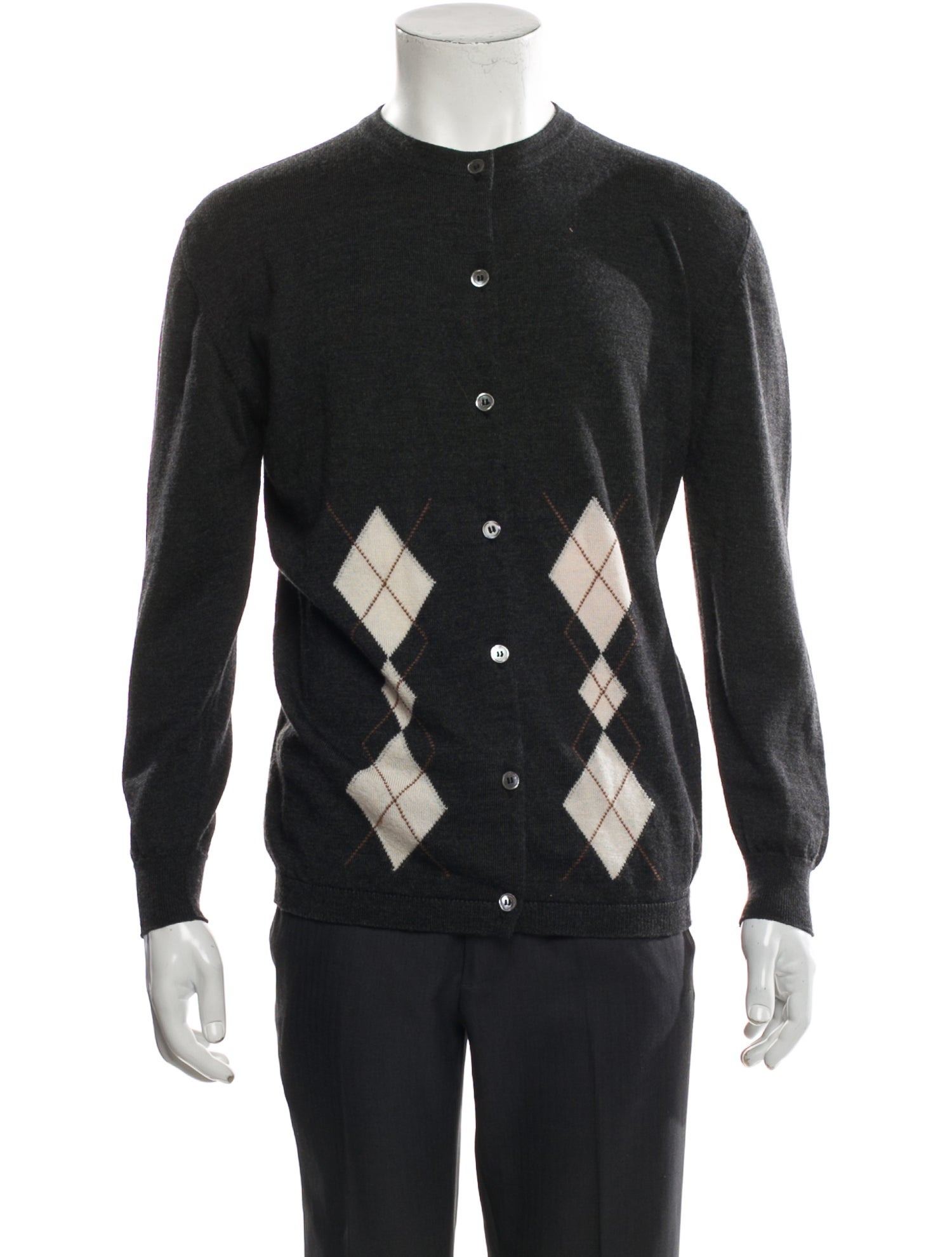 Pringle of Scotland Wool Printed Cardigan - Black Sweaters, Clothing ...