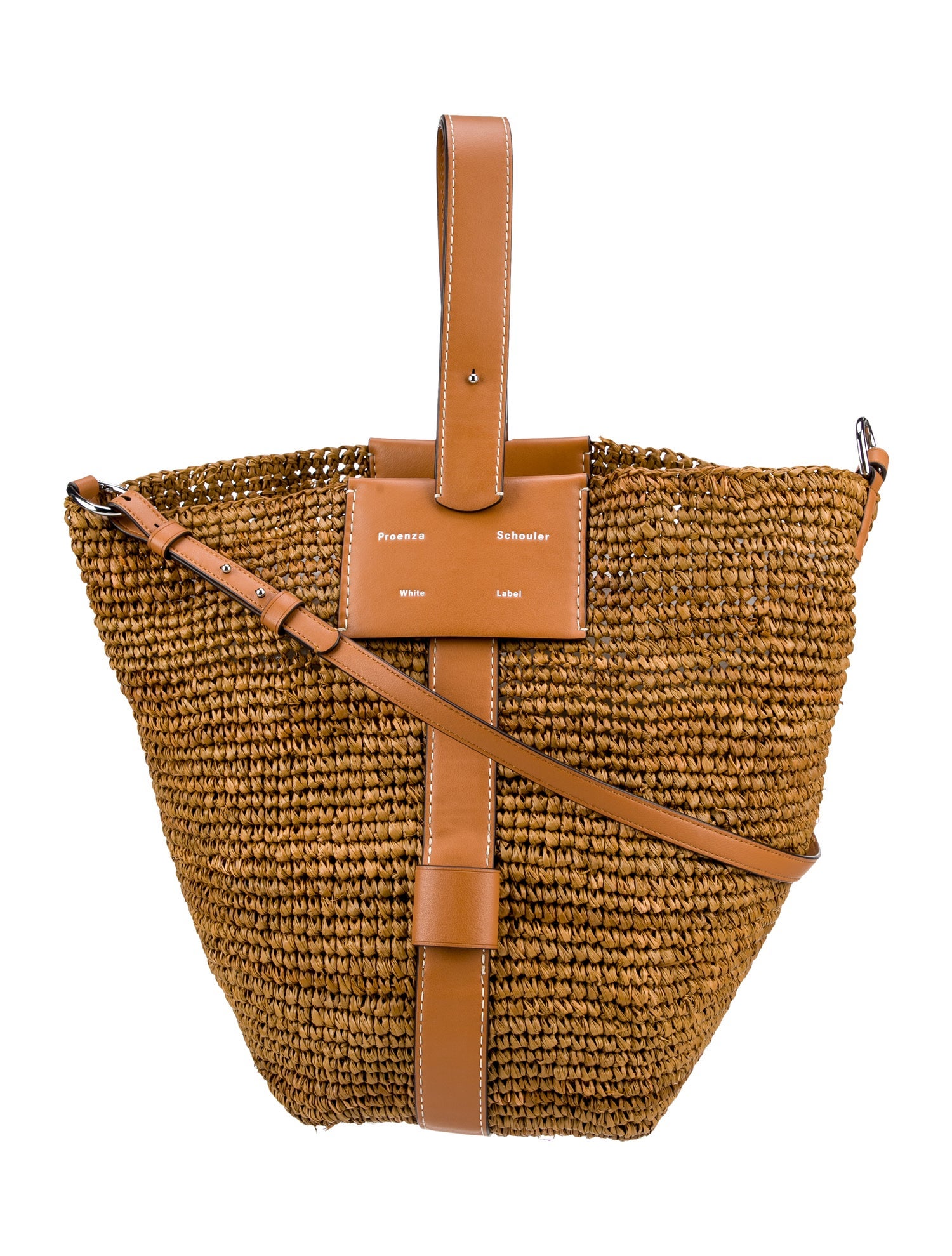 Proenza Schouler Leather Trim Raffia Bucket Bag - Brown Bucket Bags ...
